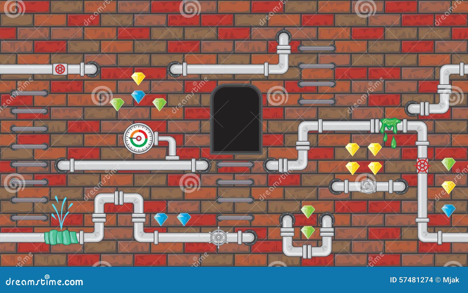 Seamless Editable Room with Pipeline for Platform Game Design Stock ...