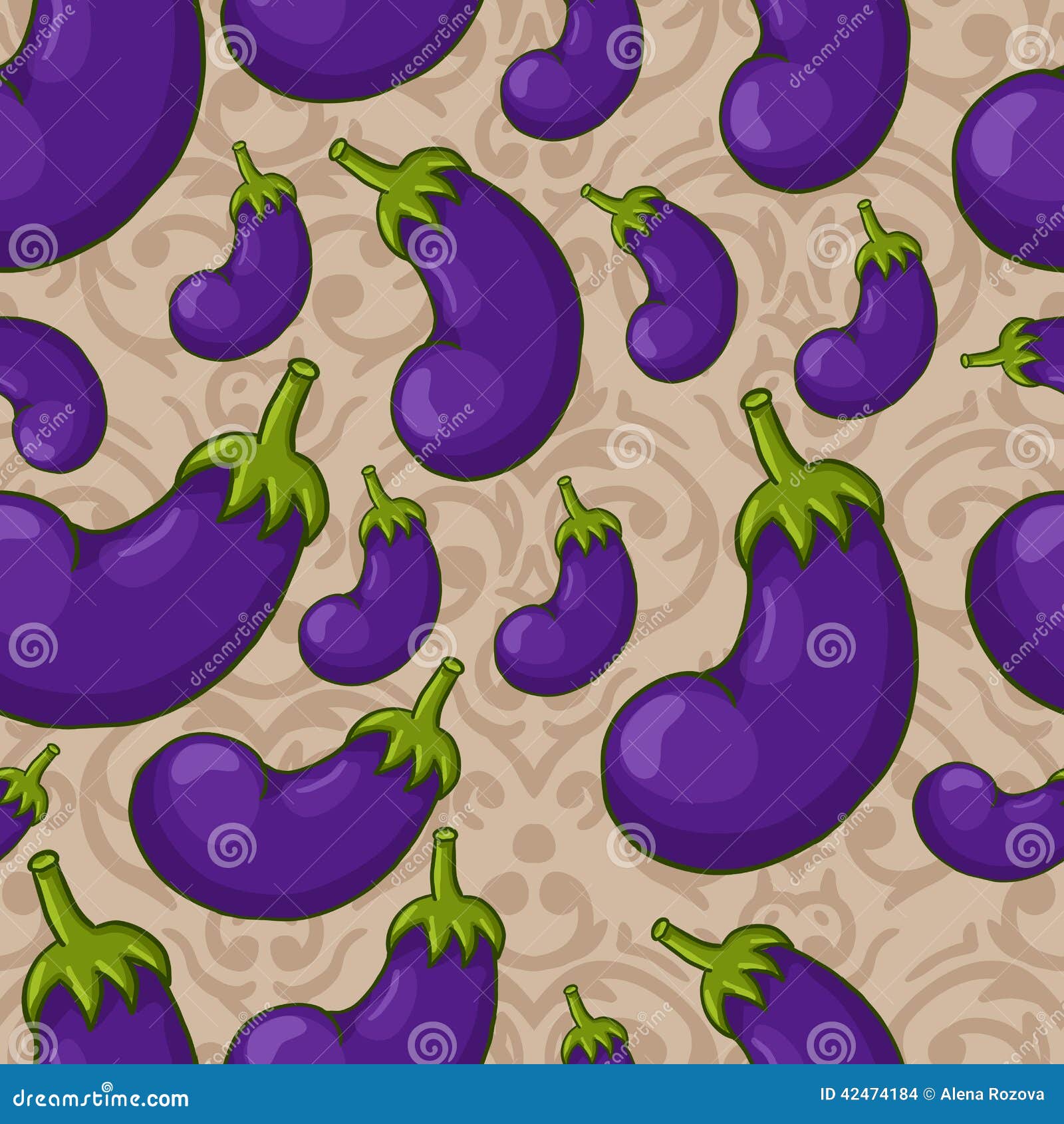 Seamless eggplant pattern stock vector. Illustration of kitchen - 42474184