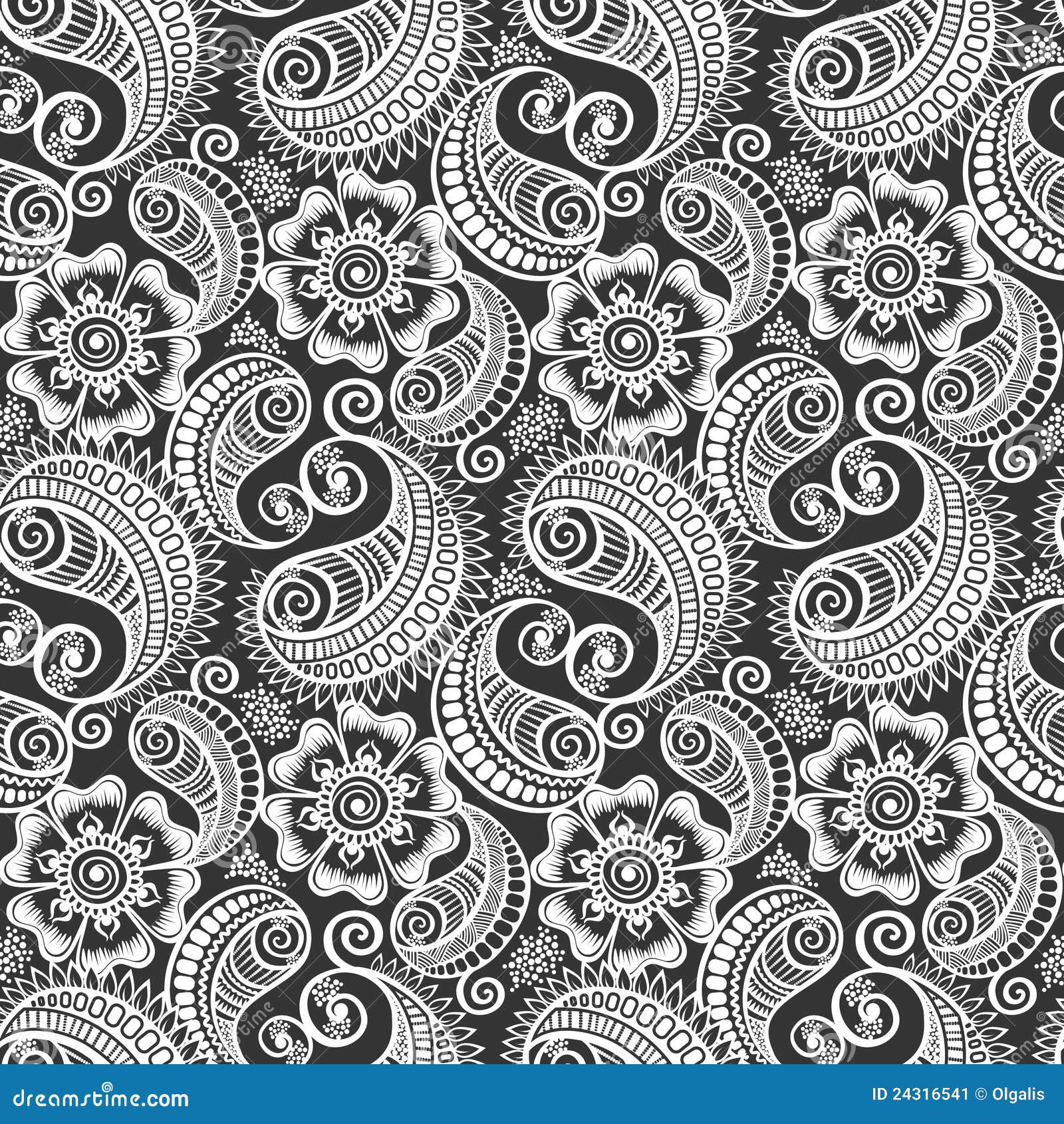 Seamless Elegant Paisley Pattern Stock Illustration - Illustration of ...