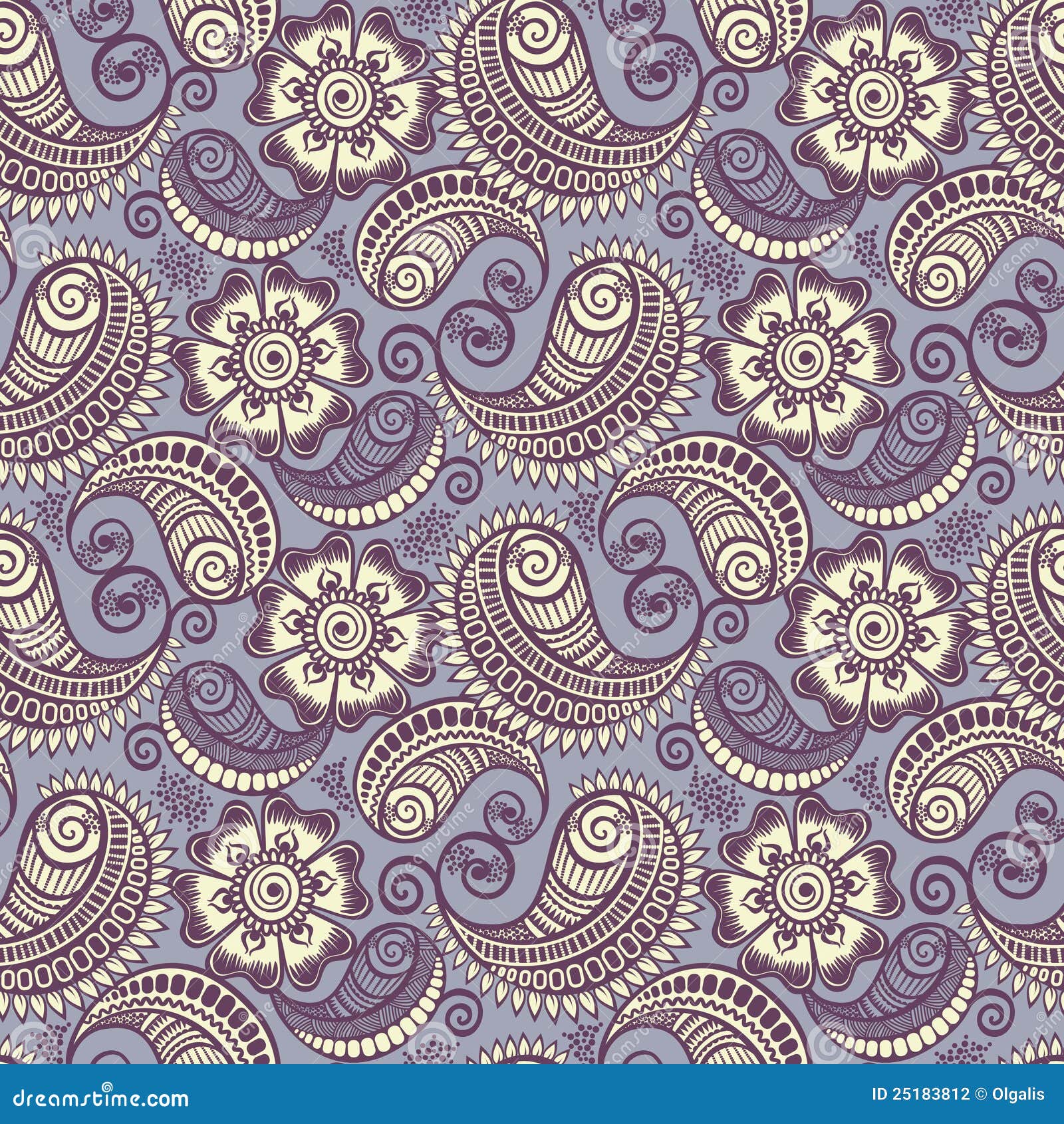 Seamless Elegant Paisley Pattern Stock Illustration - Illustration of ...