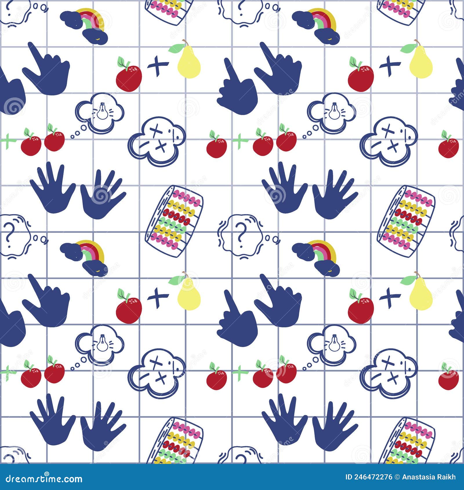 Seamless Element Template for Mental Math School on White Background ... Seamless Element Template for Mental Math School on White Background ...