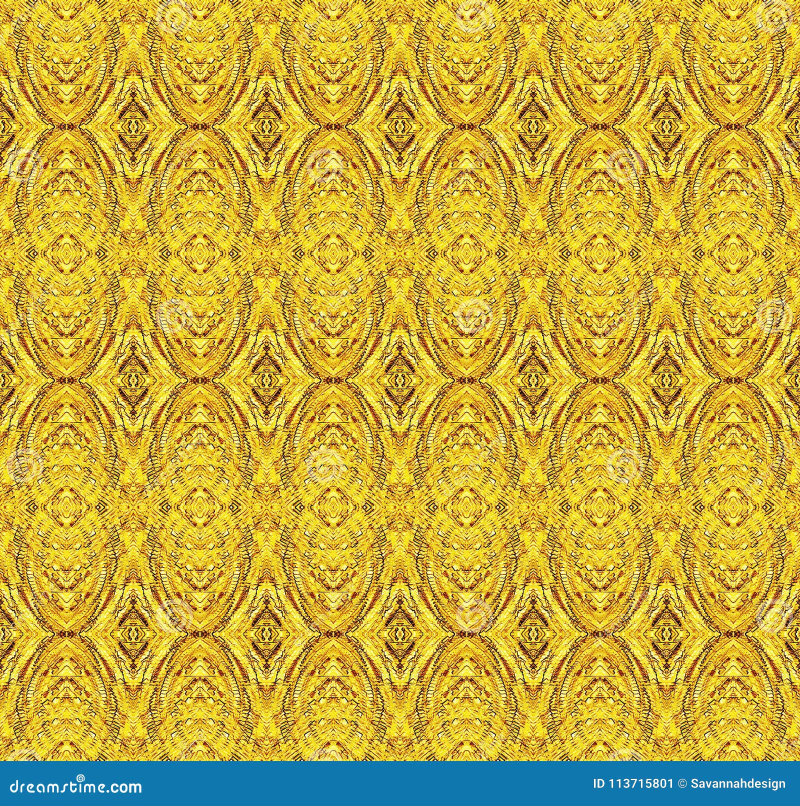 Seamless Ellipses and Diamond Pattern Gold Stock Illustration ...