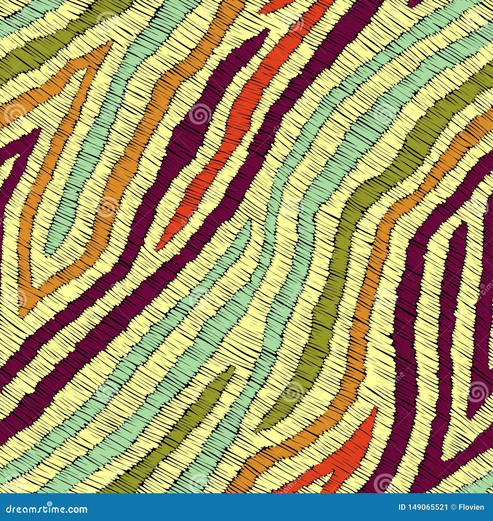 Seamless Embroidered Texture Of Abstract Blue Patterns Vector ...