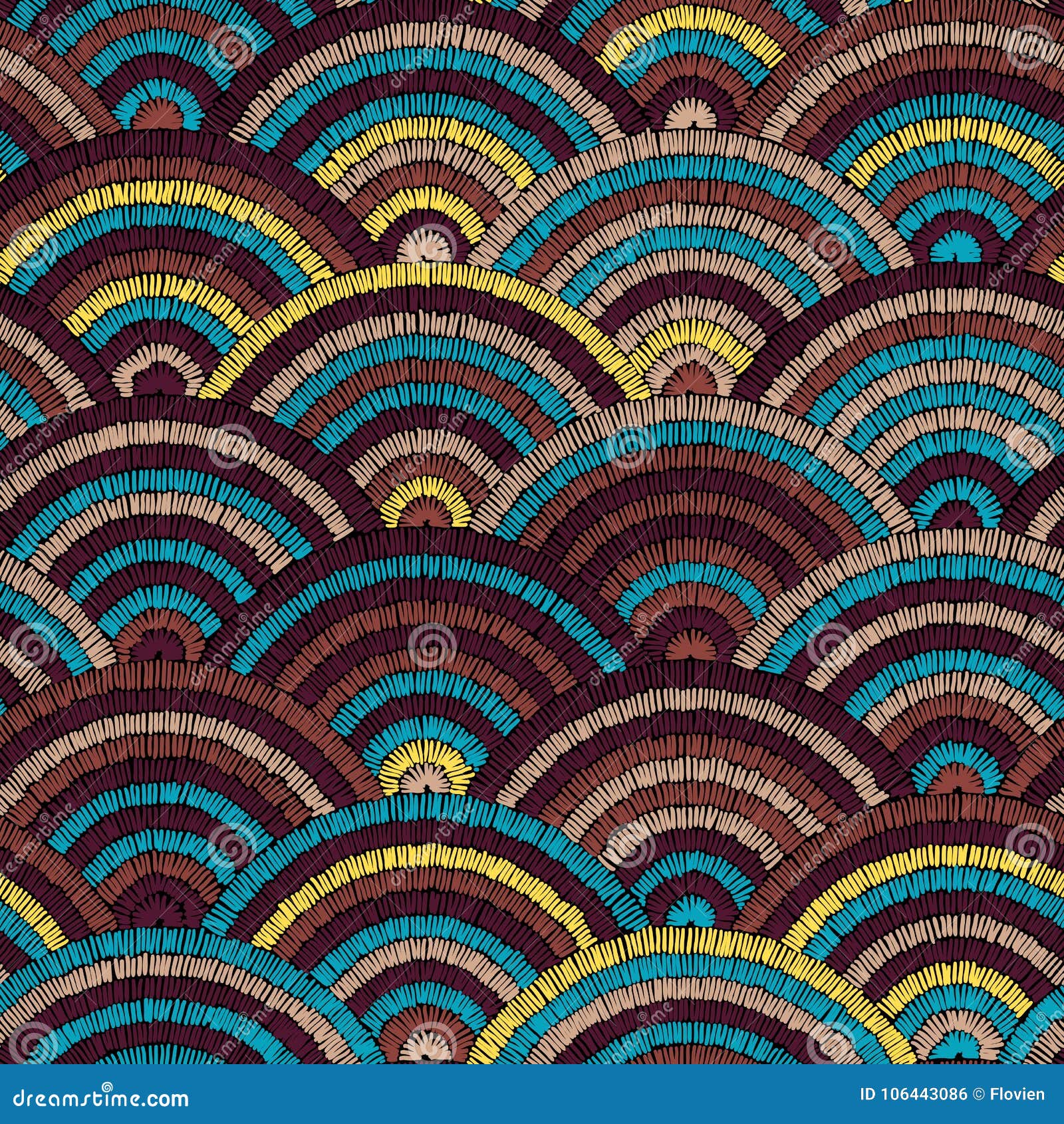 Seamless Embroidered Pattern. Wavy Bohemian Print. Patchwork Ornament ...