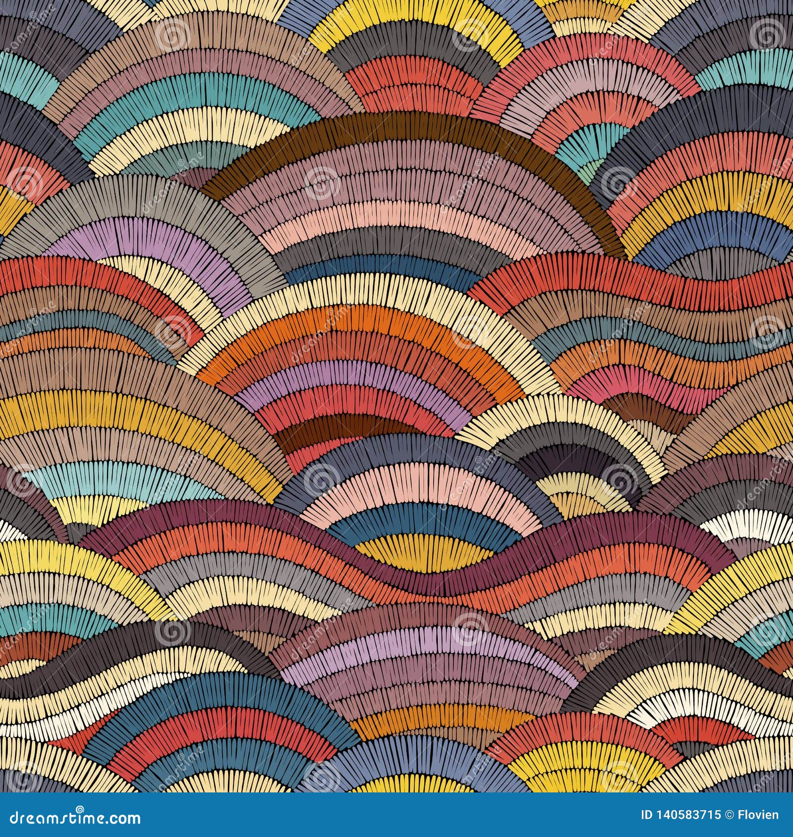 Seamless Embroidered Texture Of Abstract Blue Patterns Vector ...