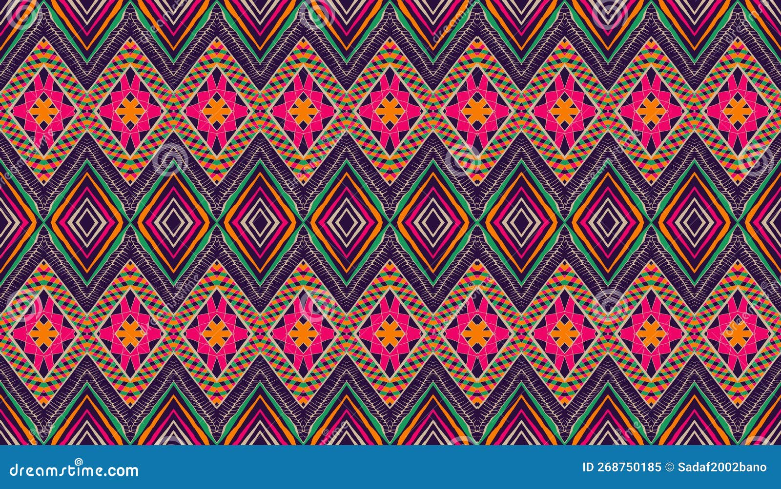 Seamless Embroidered Pattern. Wavy Bohemian Print. Patchwork Ornament ...