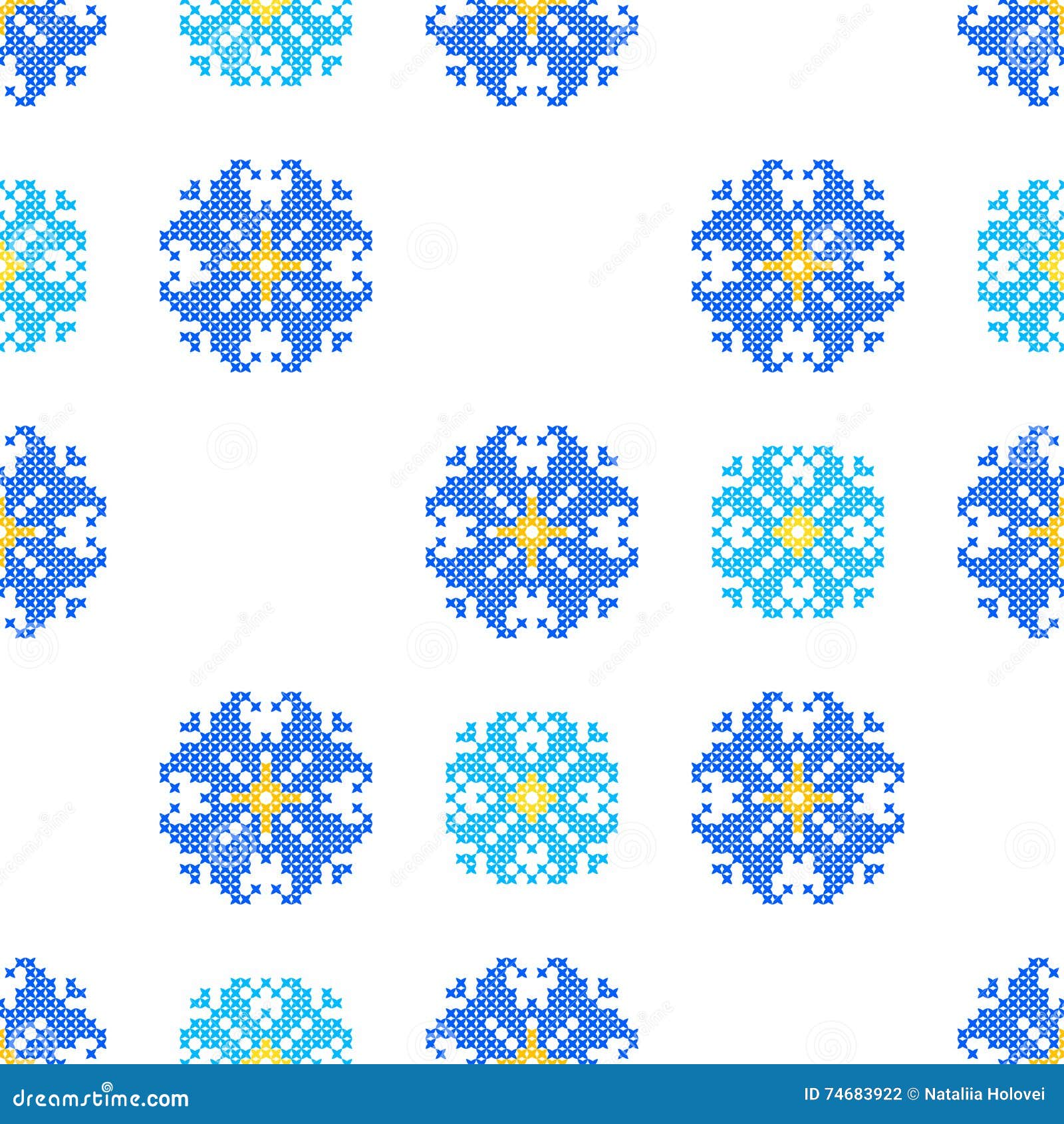 Seamless Embroidered Texture of Abstract Blue Patterns Stock Vector ...