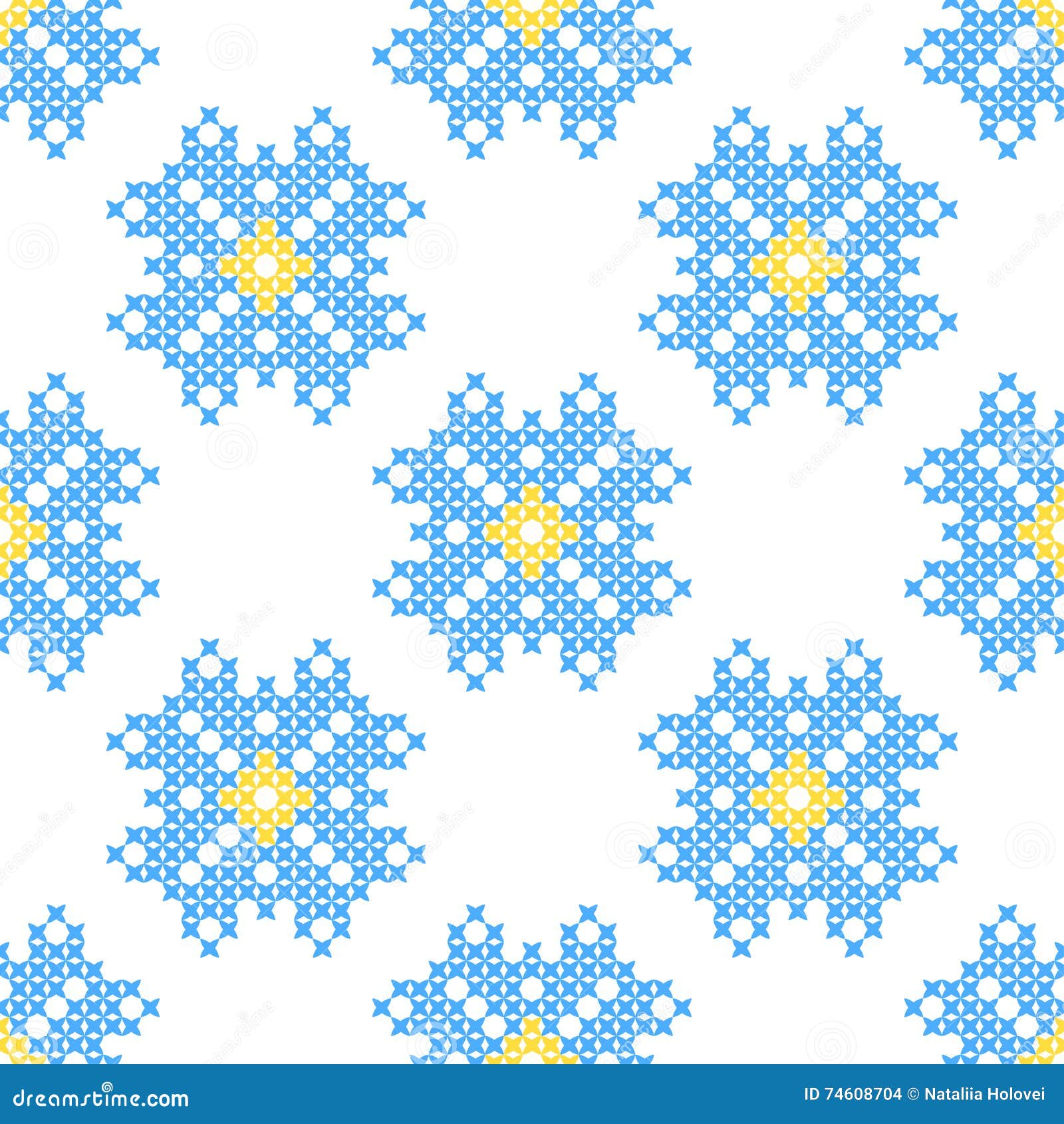 Seamless Embroidered Texture of Abstract Blue Patterns Stock Vector ...