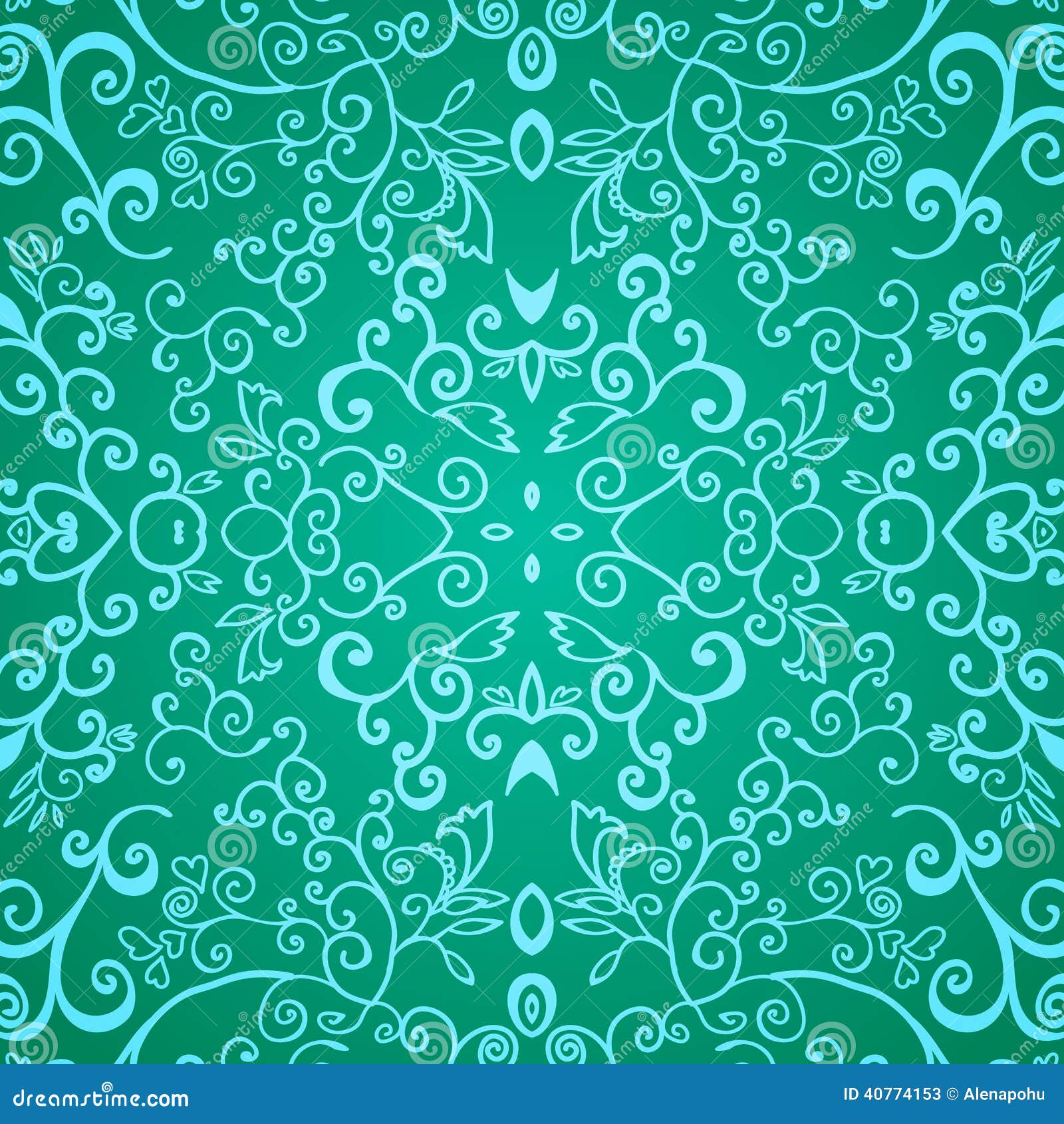 Seamless Emerald Floral Pattern Stock Vector - Illustration of emerald ...