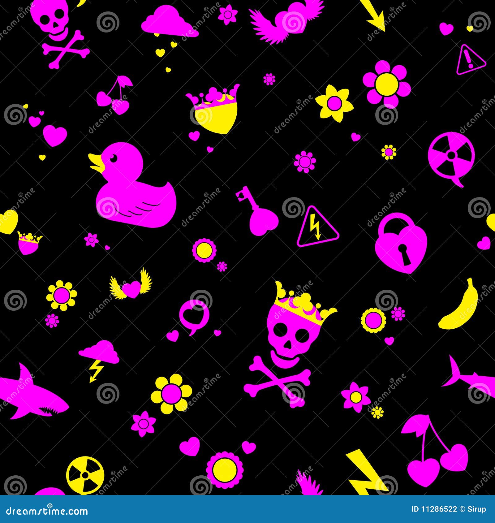 Seamless Emo Cartoon Background Vector Illustration | CartoonDealer.com ...