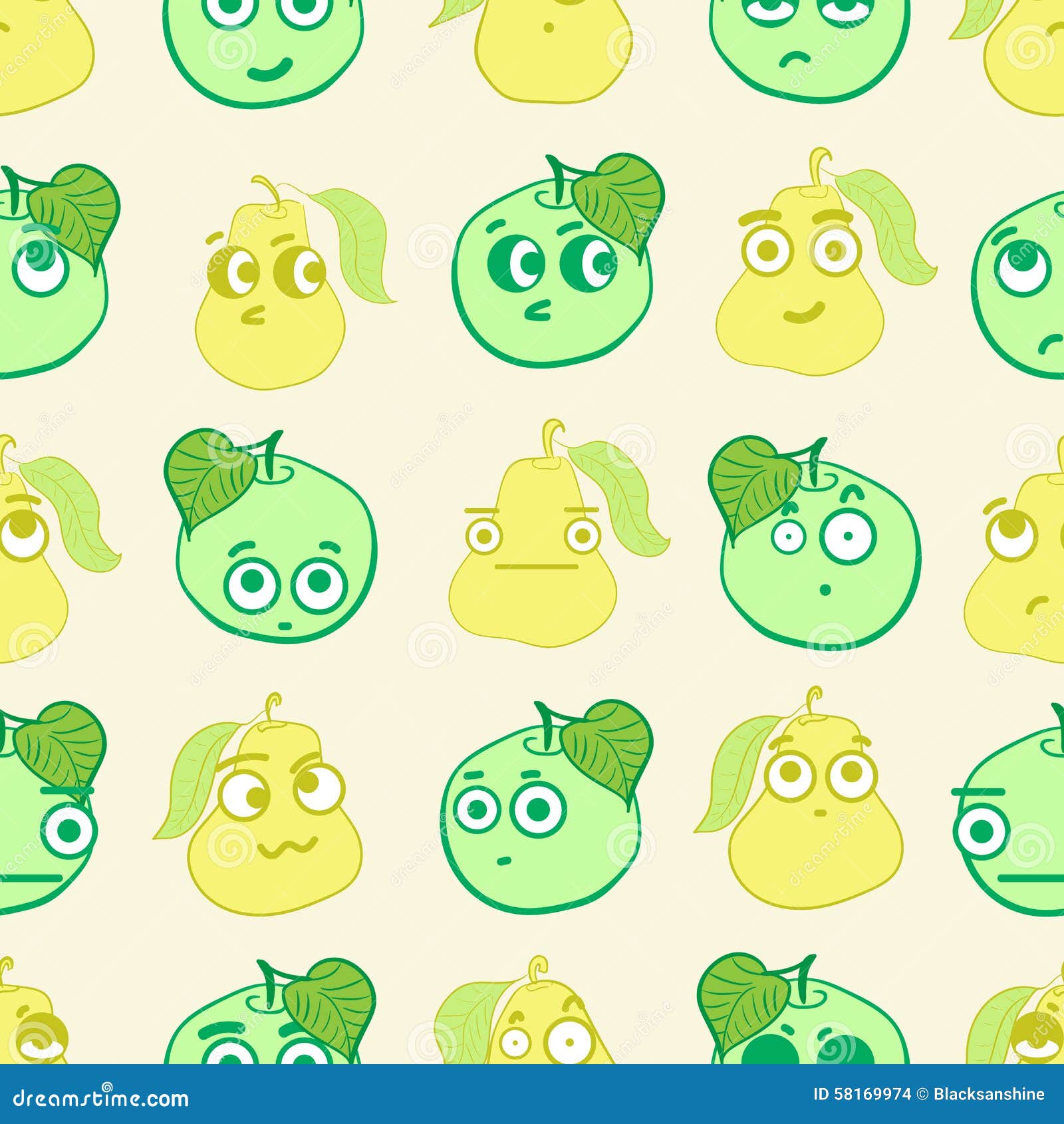 Seamless emotional fruit stock vector. Illustration of pear - 58169974