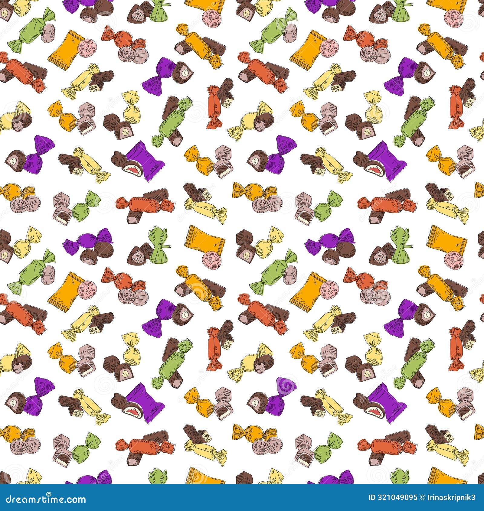 Seamless Endless Candy Pattern. Illustration in Hand Drawn Style Stock ...