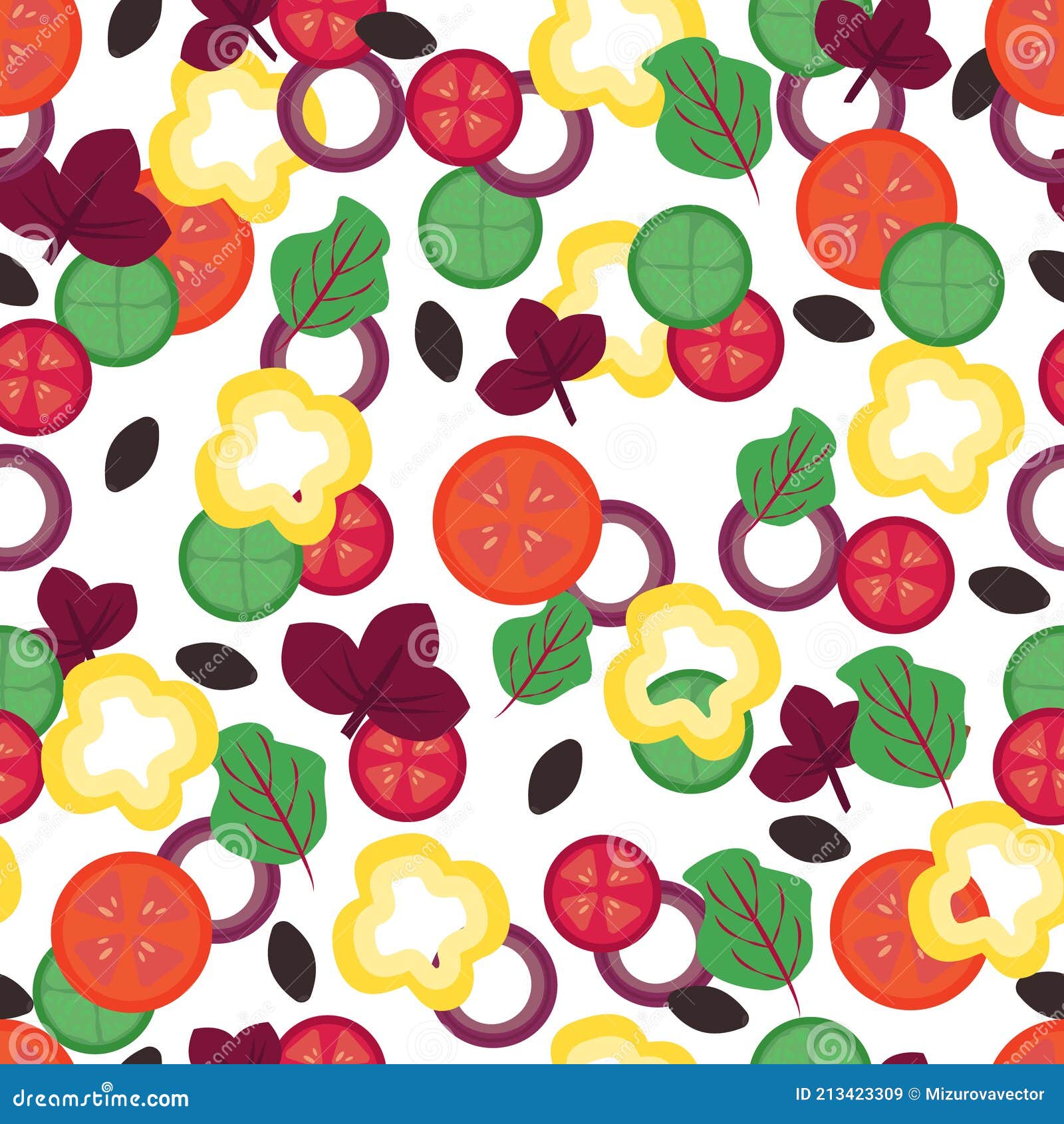 Seamless Endless Pattern Greek Salad Stock Vector - Illustration of ...