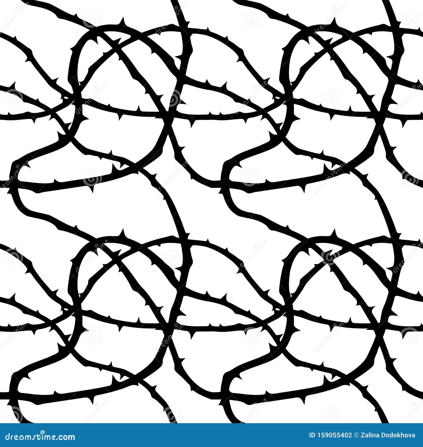 Seamless, Endless Pattern with Thorns, Black Thorns on White Background ...
