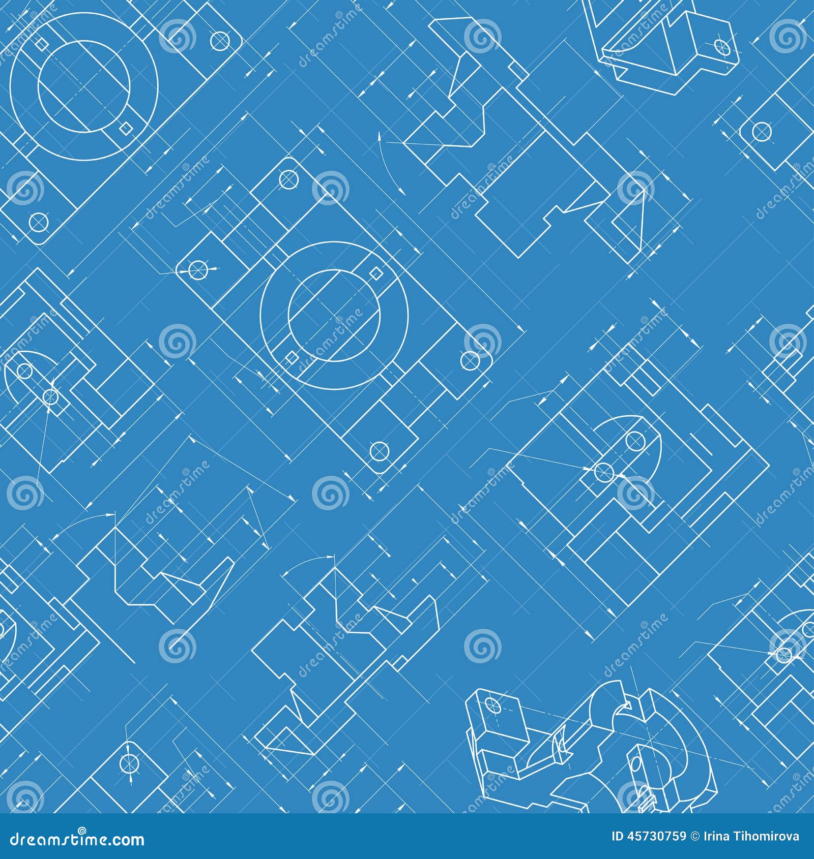 Seamless Engineering Background. Parts Drawings Vector Stock Vector ...