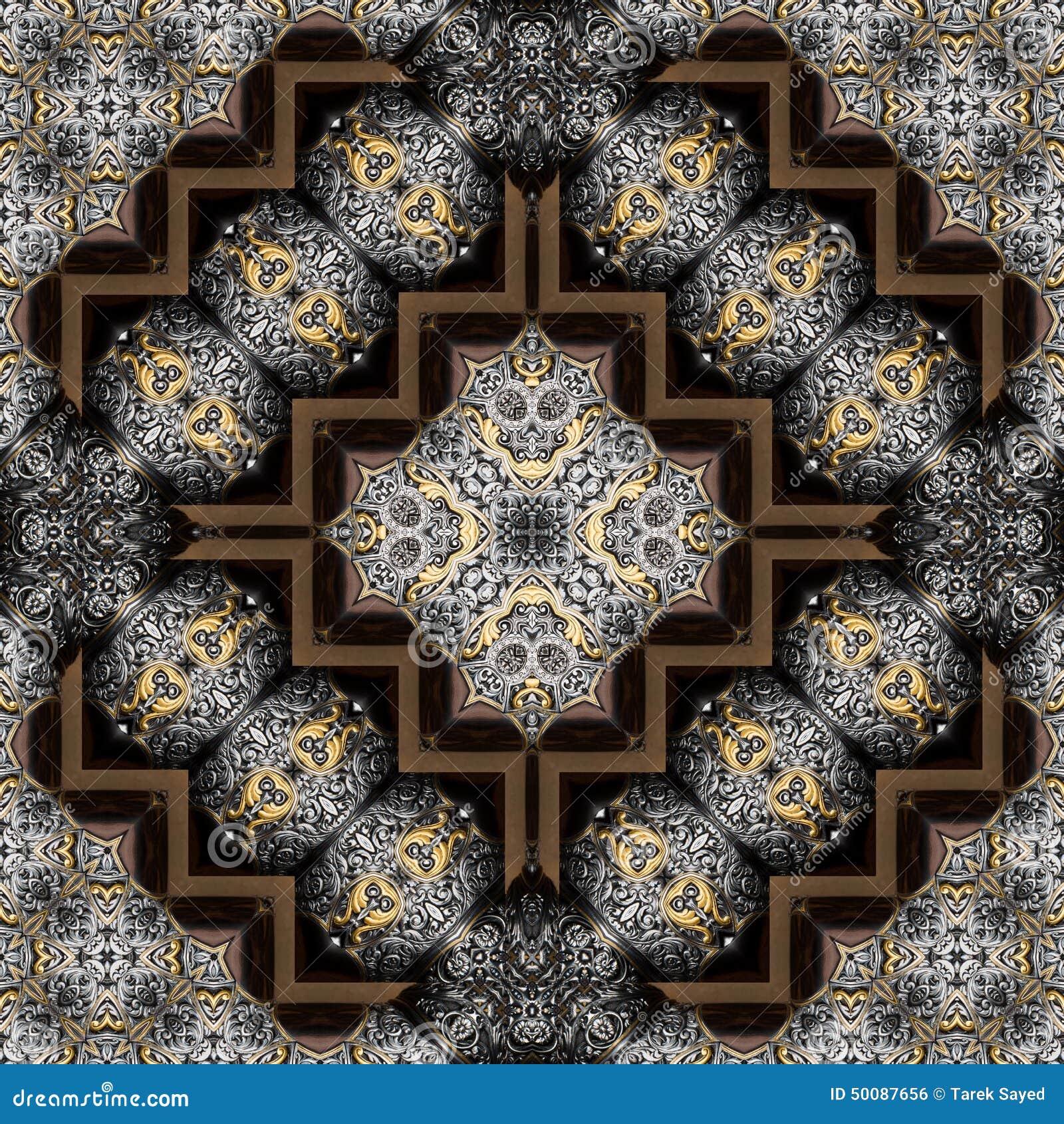 Seamless Engraved Metalwork Pattern 014 Stock Illustration ...