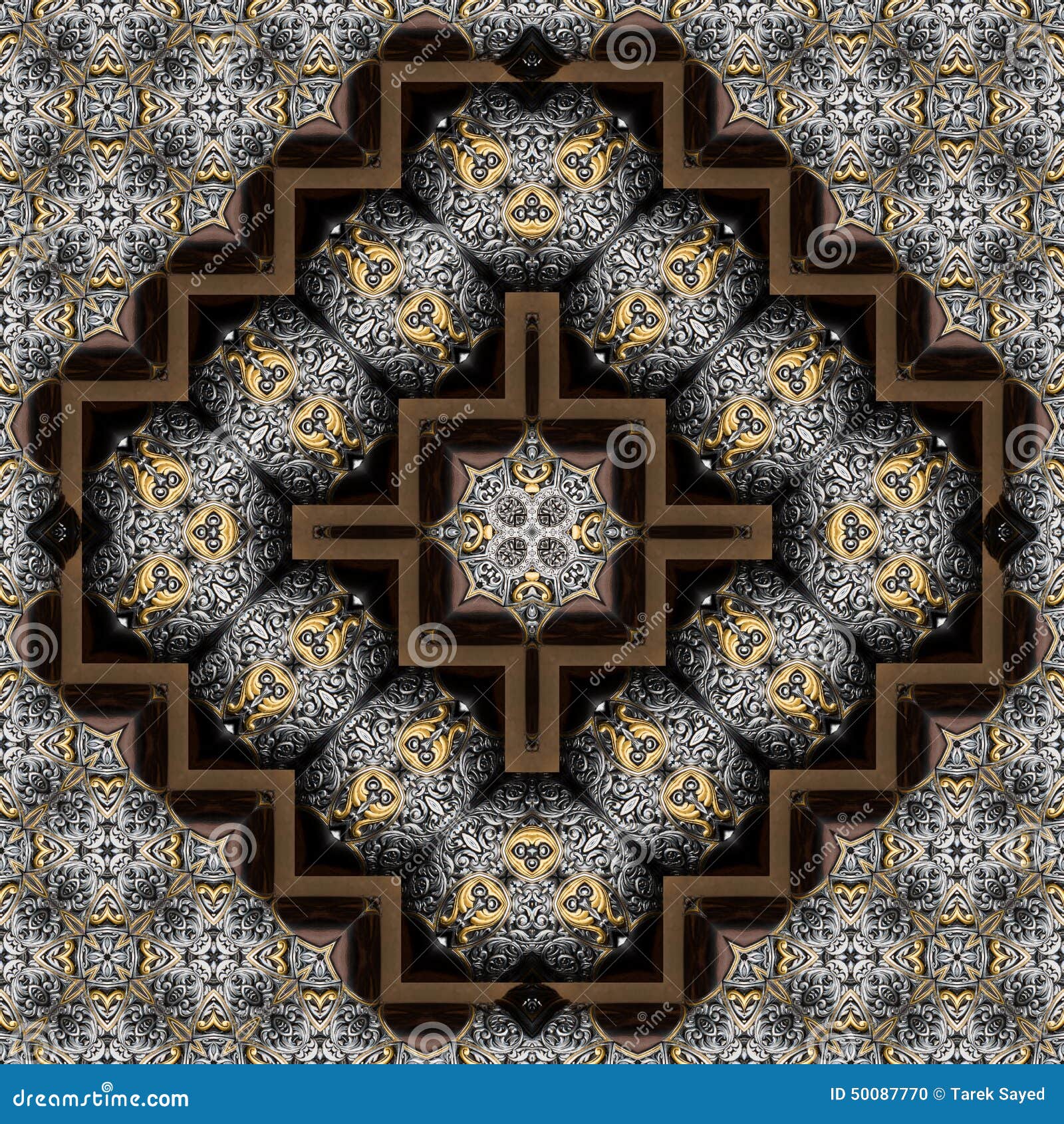 Seamless Engraved Metalwork Pattern 013 Stock Illustration ...