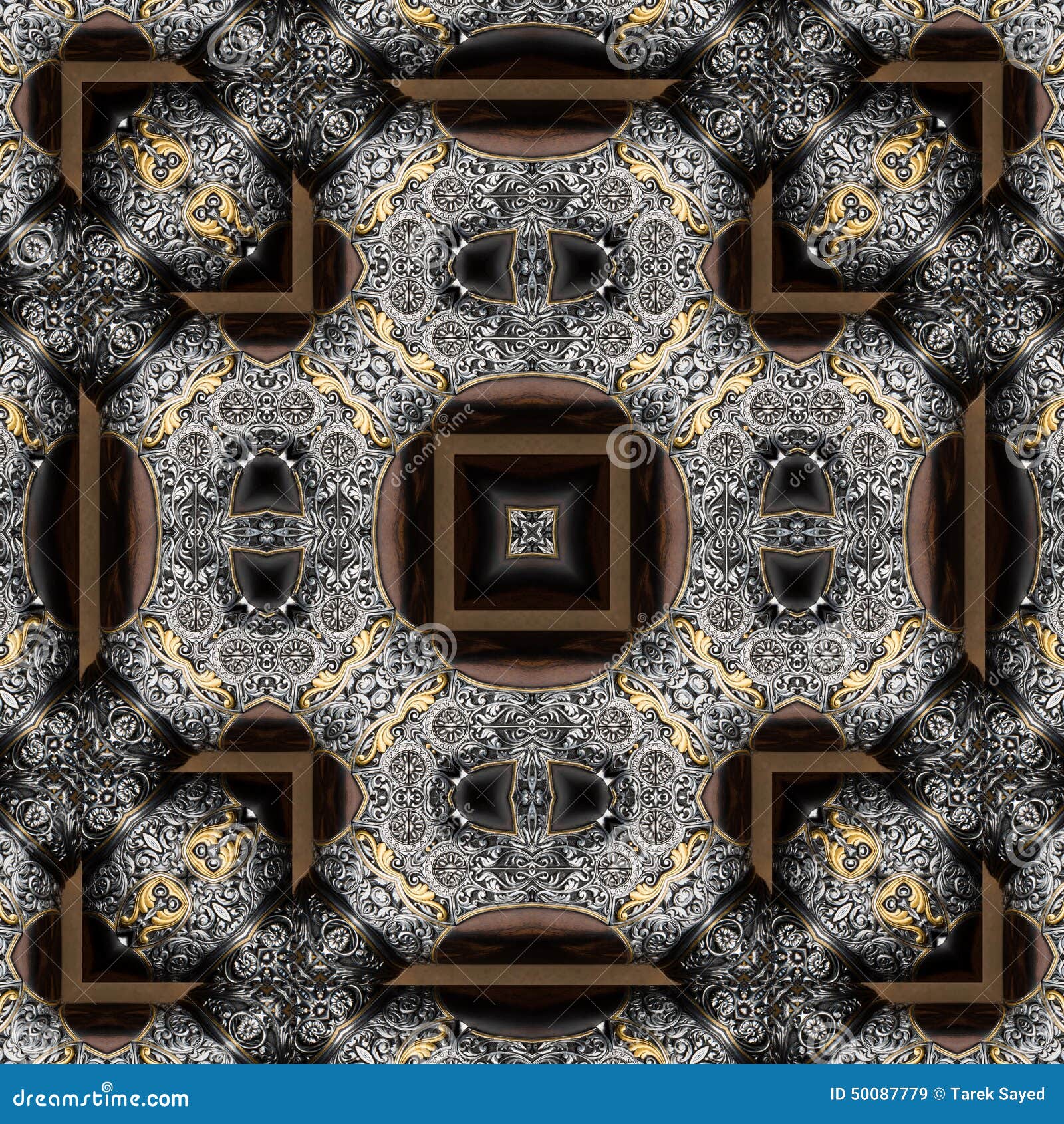 Seamless Engraved Metalwork Pattern 012 Stock Illustration ...