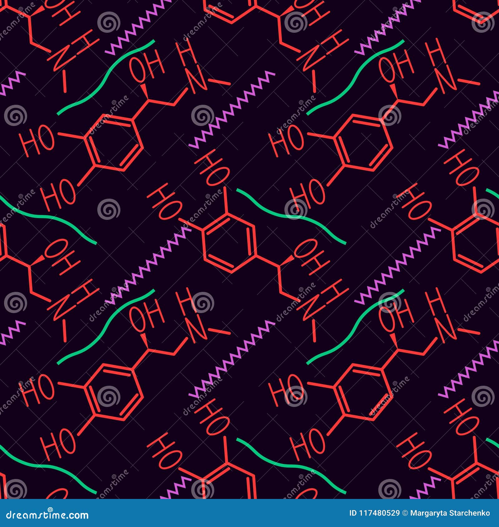 Seamless Epinephrine Pattern Cartoon Vector | CartoonDealer.com #117480529