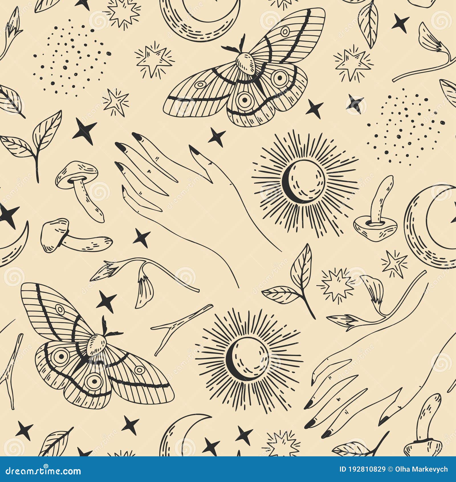 Seamless esoteric pattern stock illustration. Illustration of occult ...