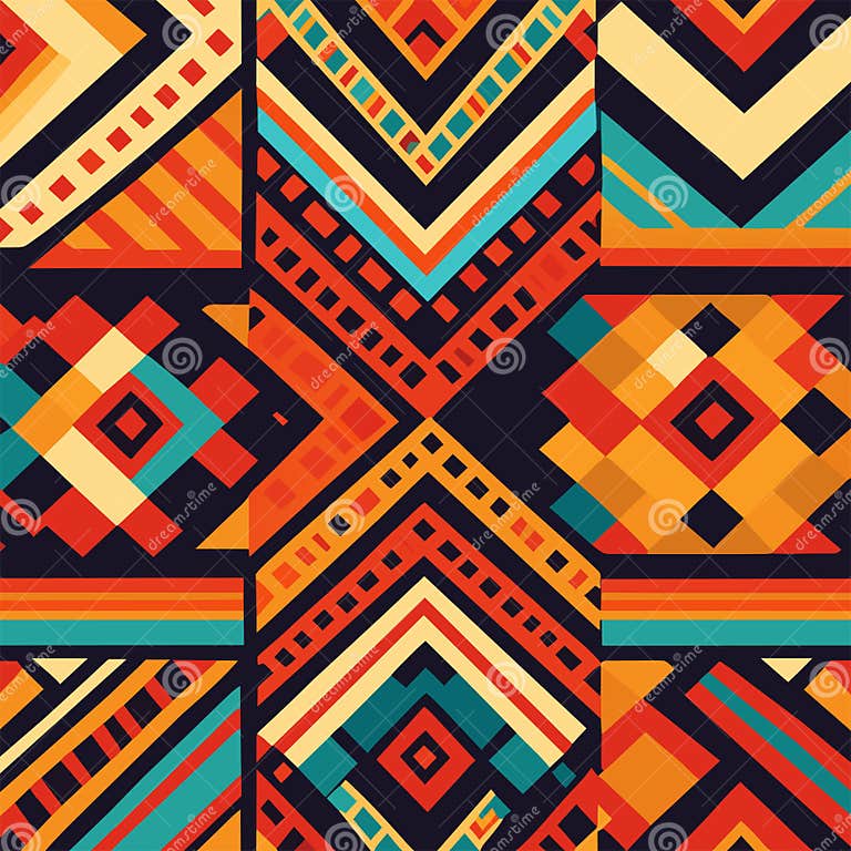 Seamless Ethnic Aztec Pattern. Abstract Geometric Background. Vector ...