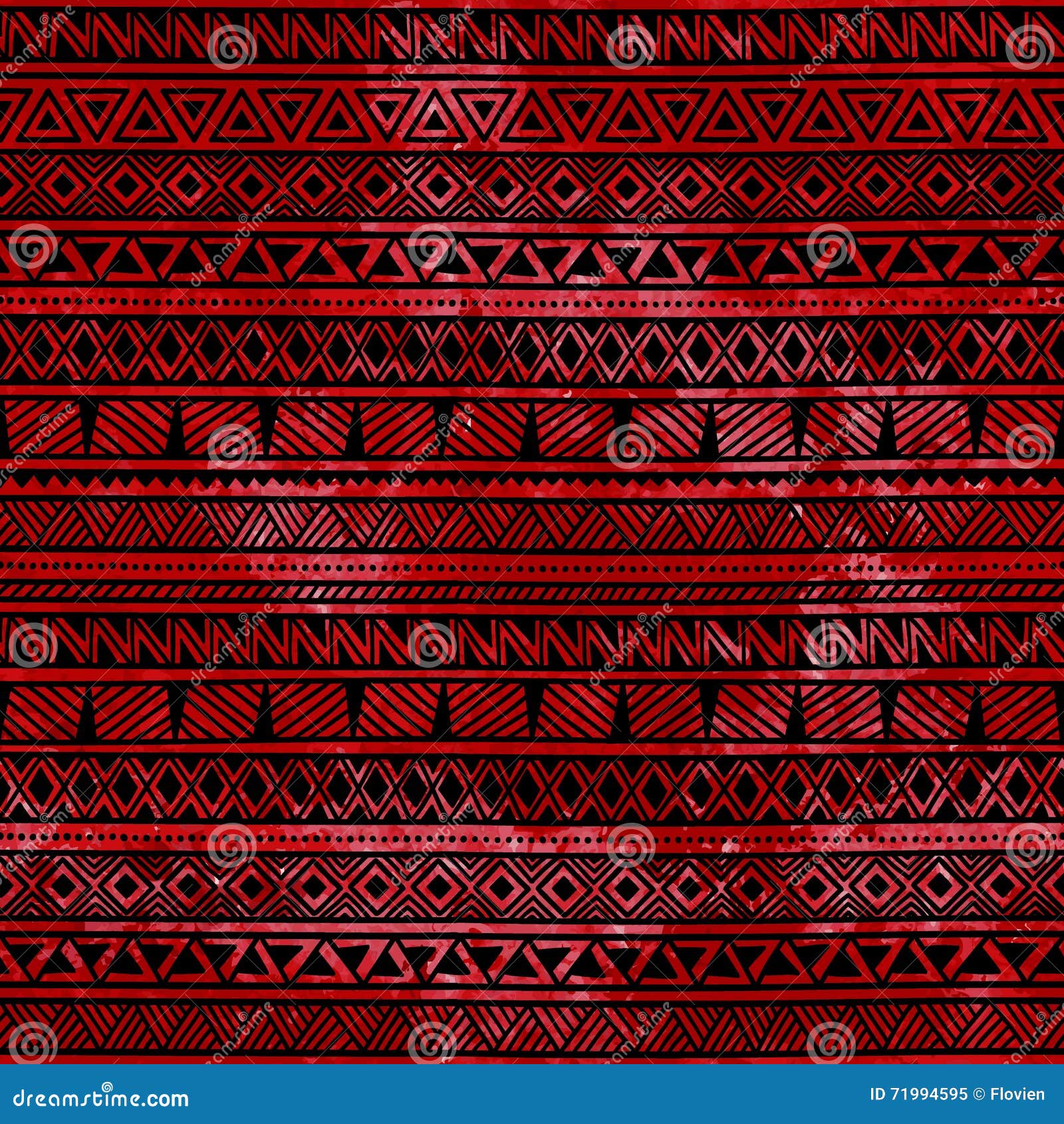Seamless Ethnic Background. Red Watercolor Texture Stock Vector ...
