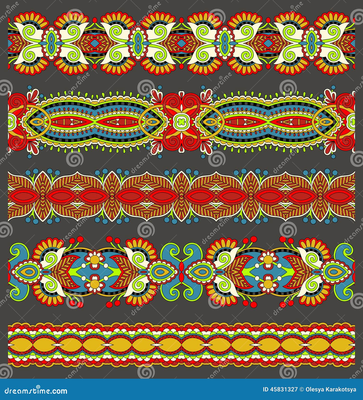Seamless Ethnic Floral Paisley Stripe Pattern Stock Vector