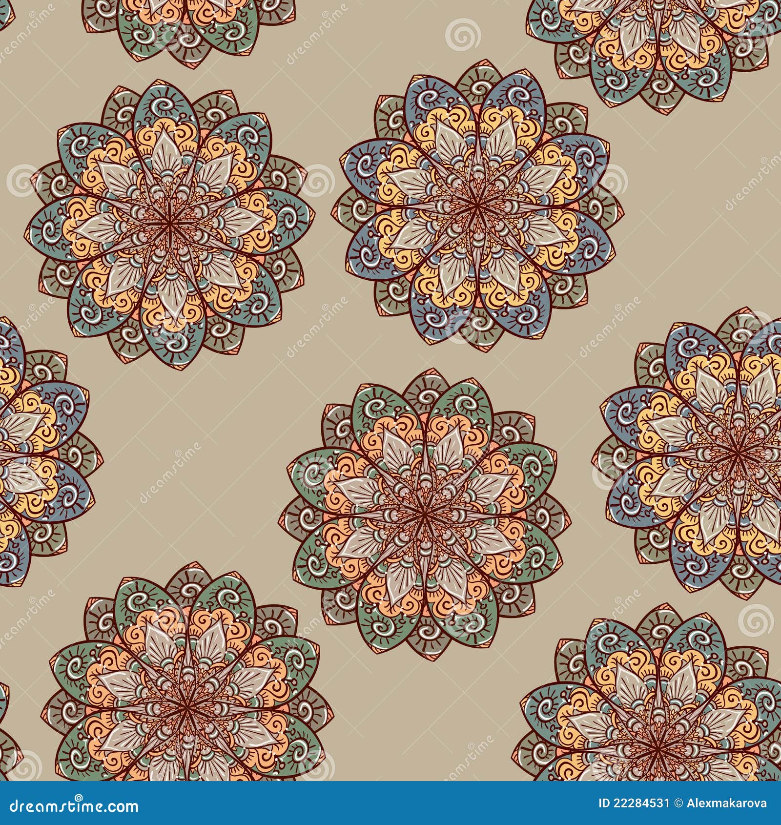 Seamless Ethnic Floral Pattern Stock Vector - Illustration of seamless ...