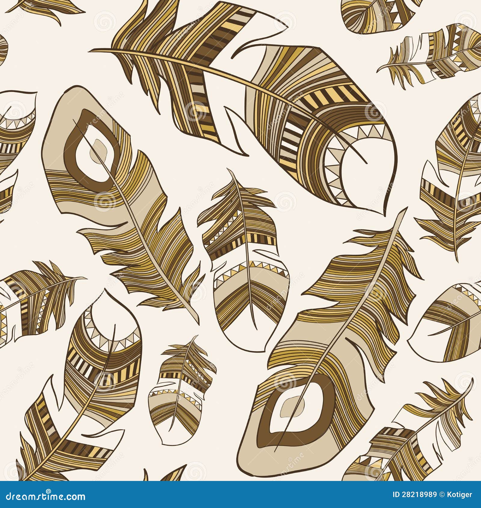 Seamless Ethnic Indian Feathers Plumage Pattern Stock Vector ...