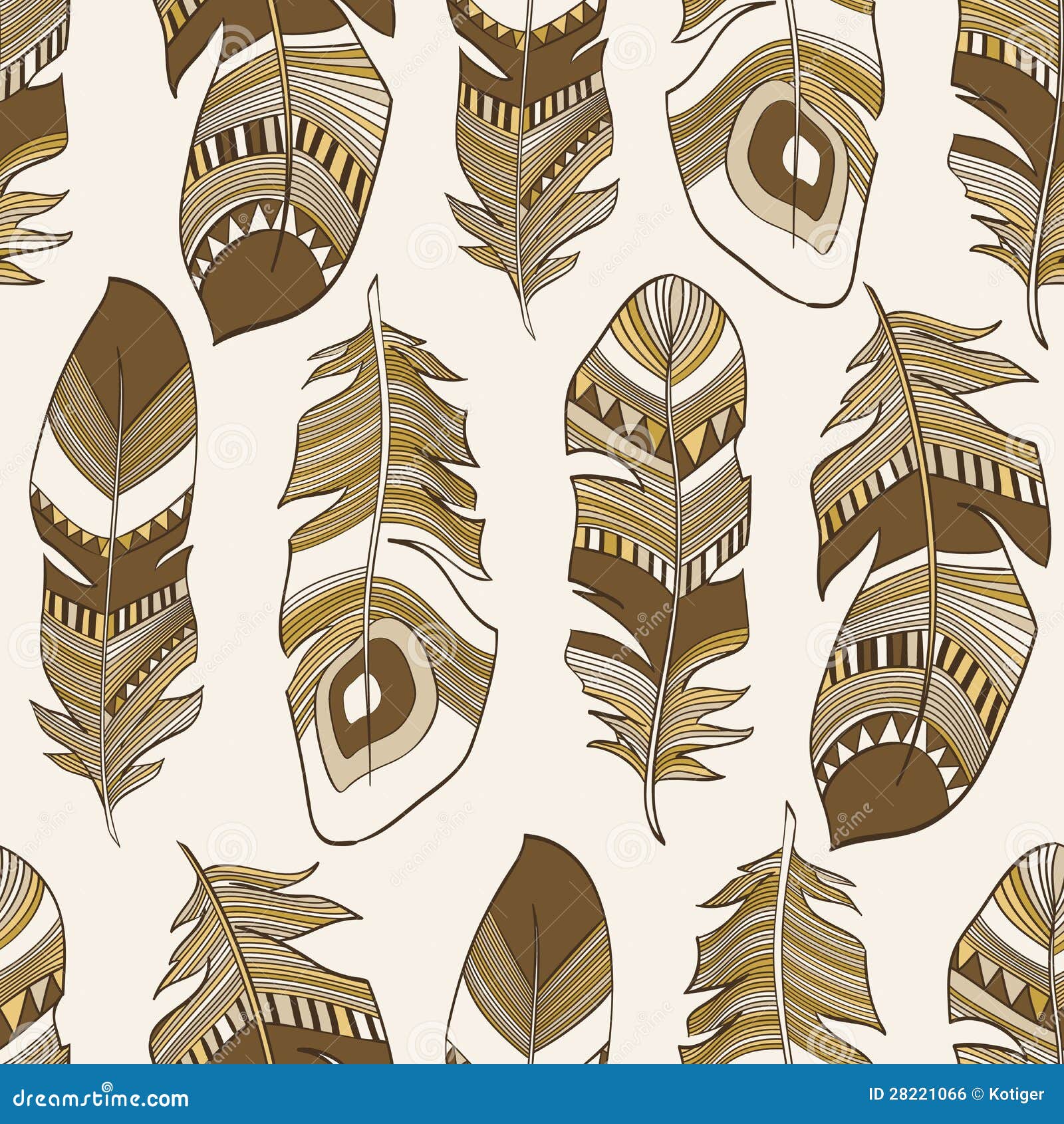 Seamless Ethnic Indian Feathers Plumage Pattern Stock Vector ...