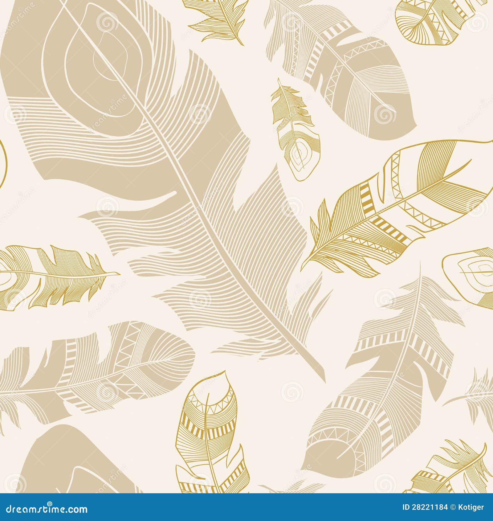 Seamless Ethnic Indian Feathers Plumage Pattern Stock Vector ...