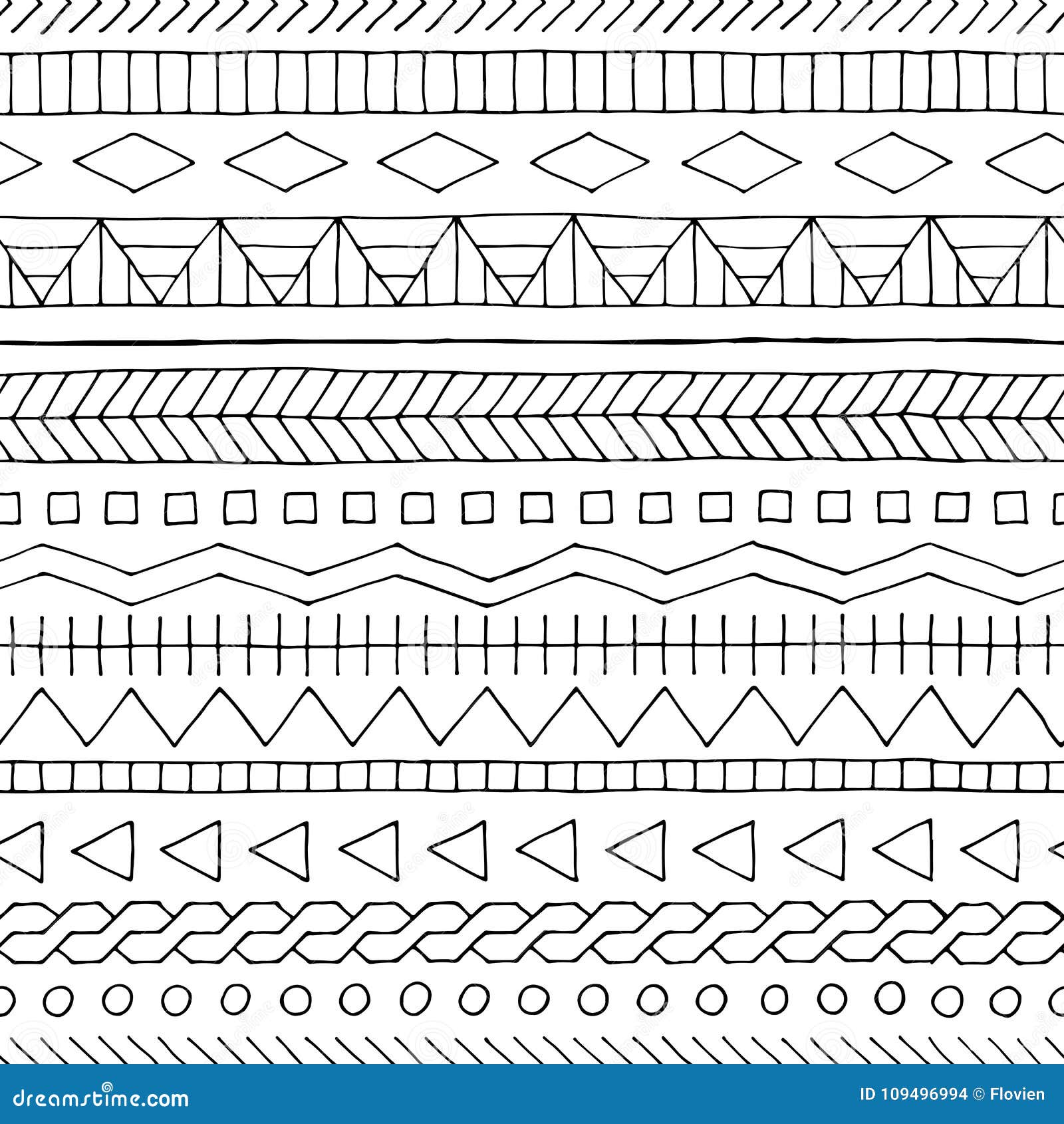 Seamless Ethnic Pattern. Black and White Geometric Pattern. Print for ...
