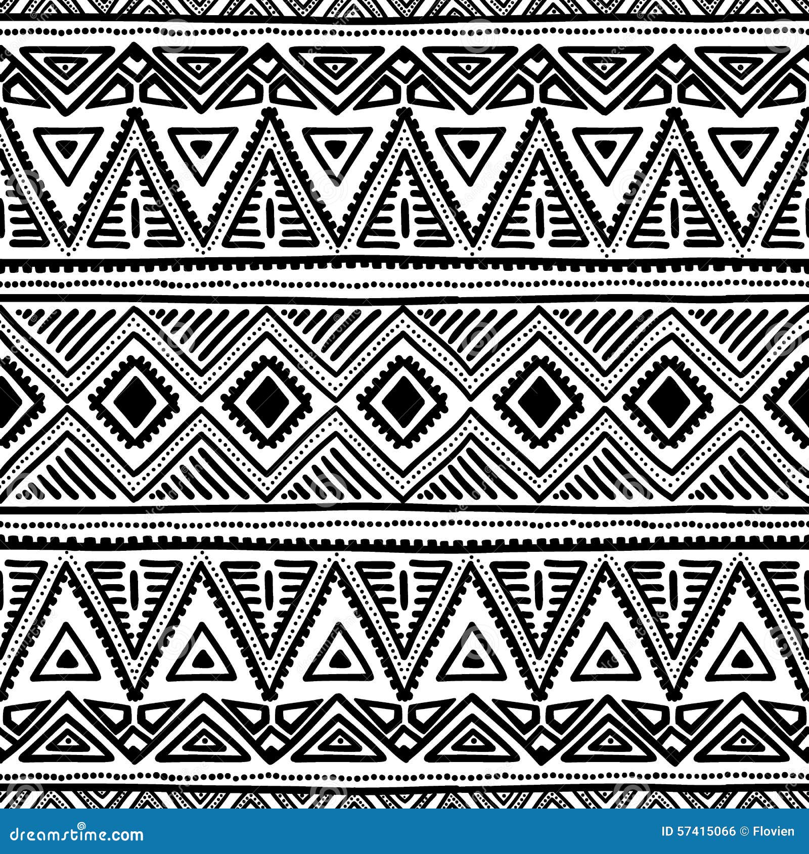 Seamless ethnic pattern. stock vector. Illustration of geometric - 57415066