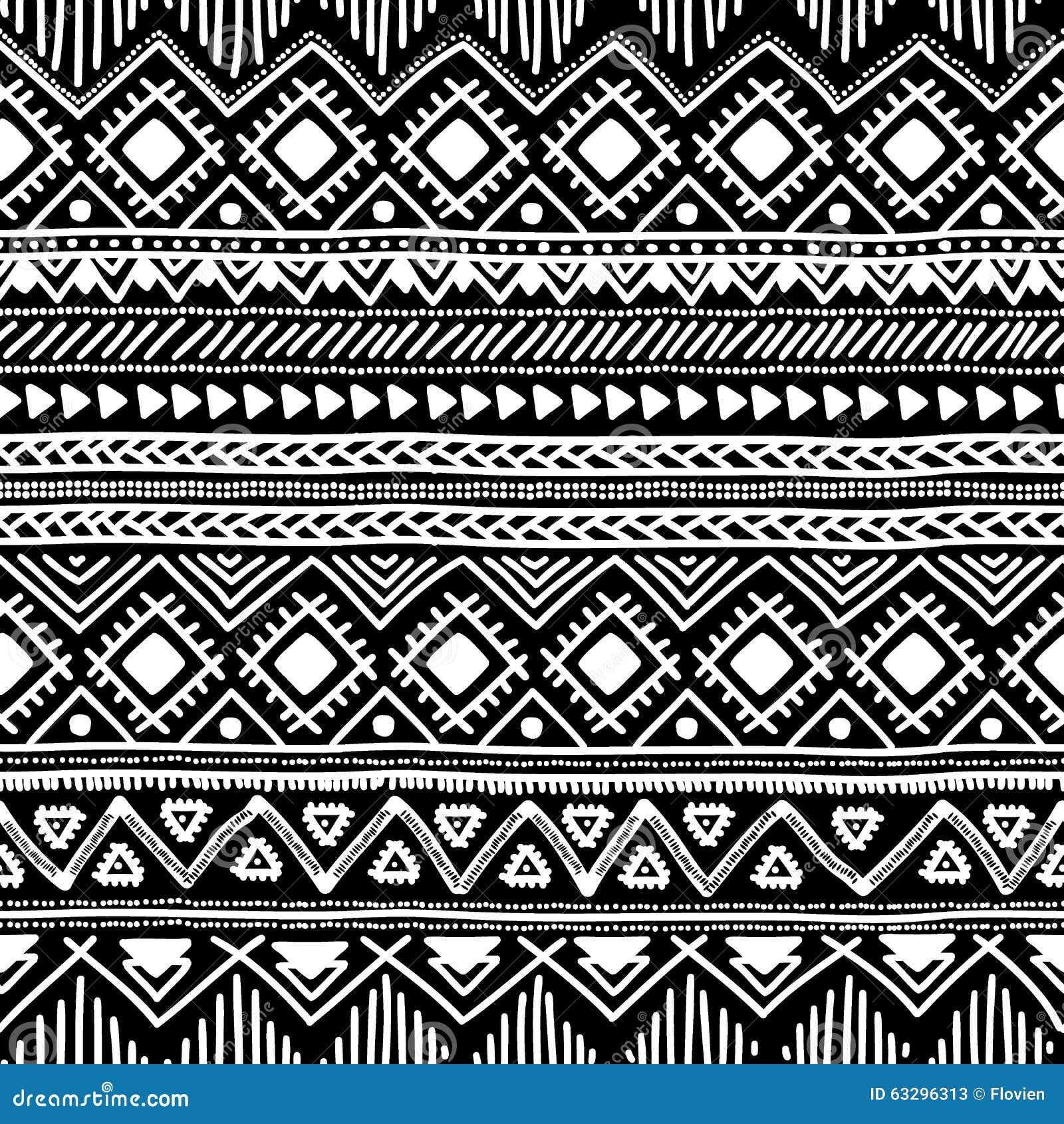 Seamless ethnic pattern. stock vector. Illustration of culture - 63296313