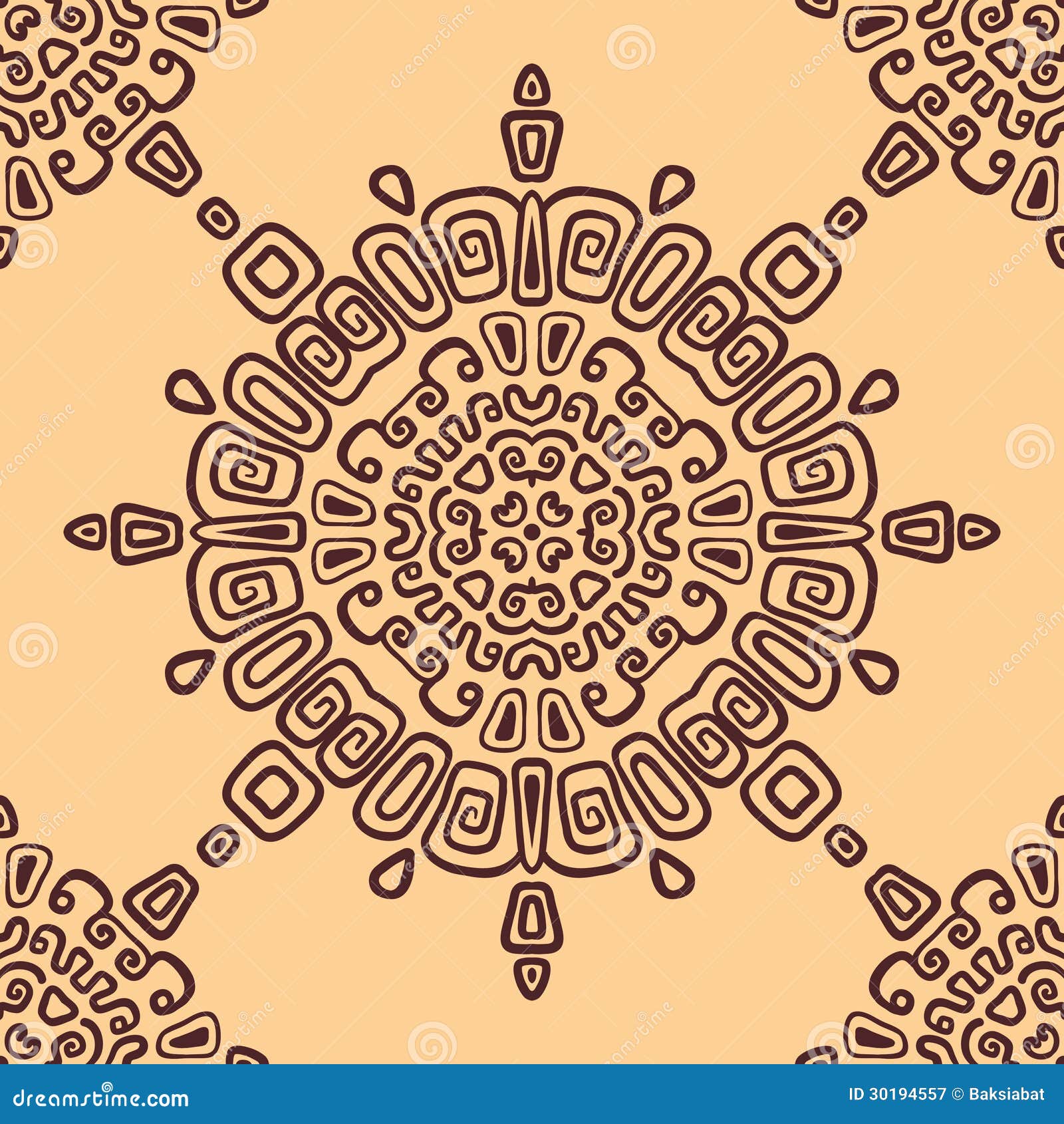 Seamless Ethnic Pattern of Circular. Seamless Patt Stock Vector ...