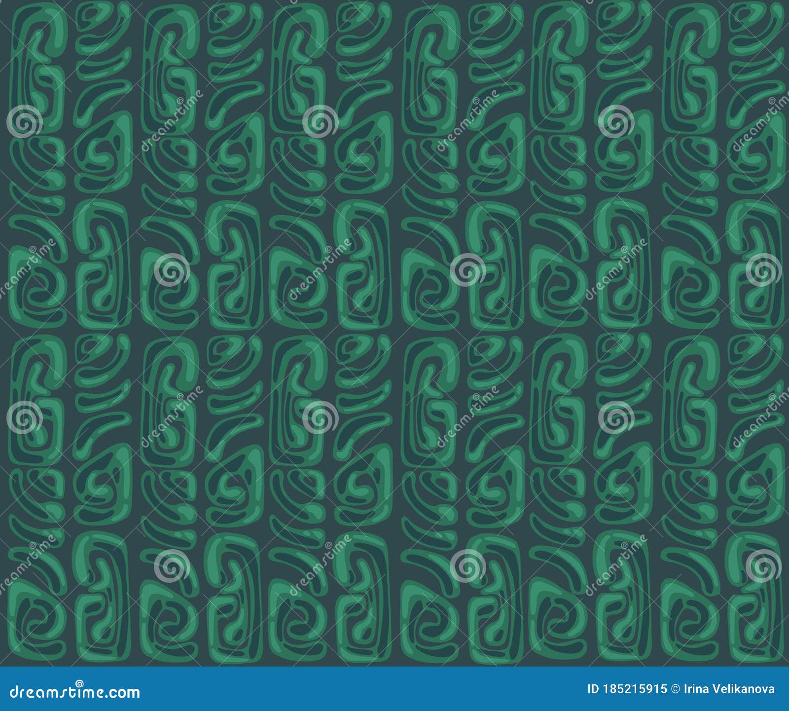Seamless Ethnic Pattern in Green Stock Illustration - Illustration of ...