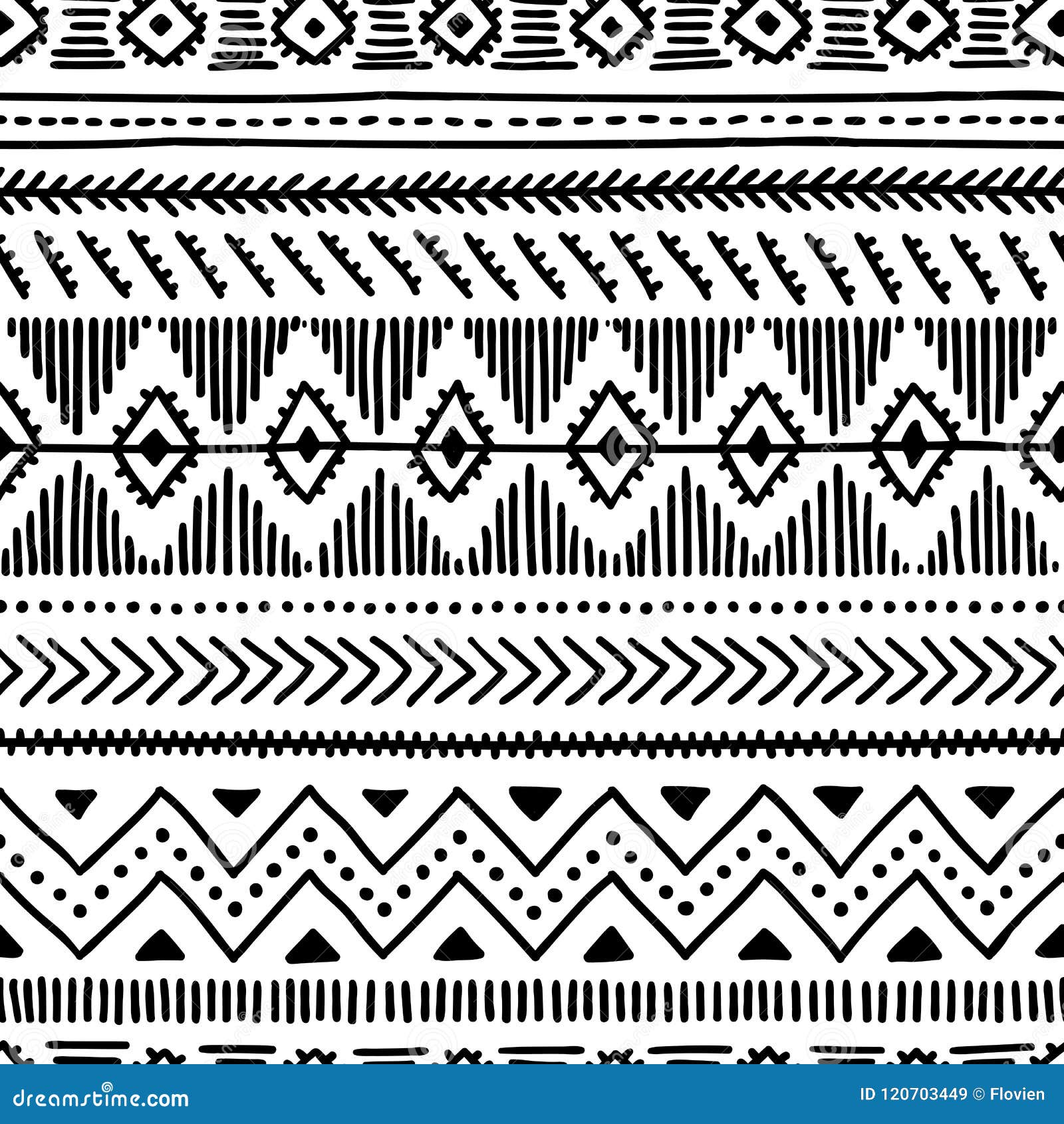 Seamless Ethnic Pattern. Handmade. Horizontal Stripes Stock ...