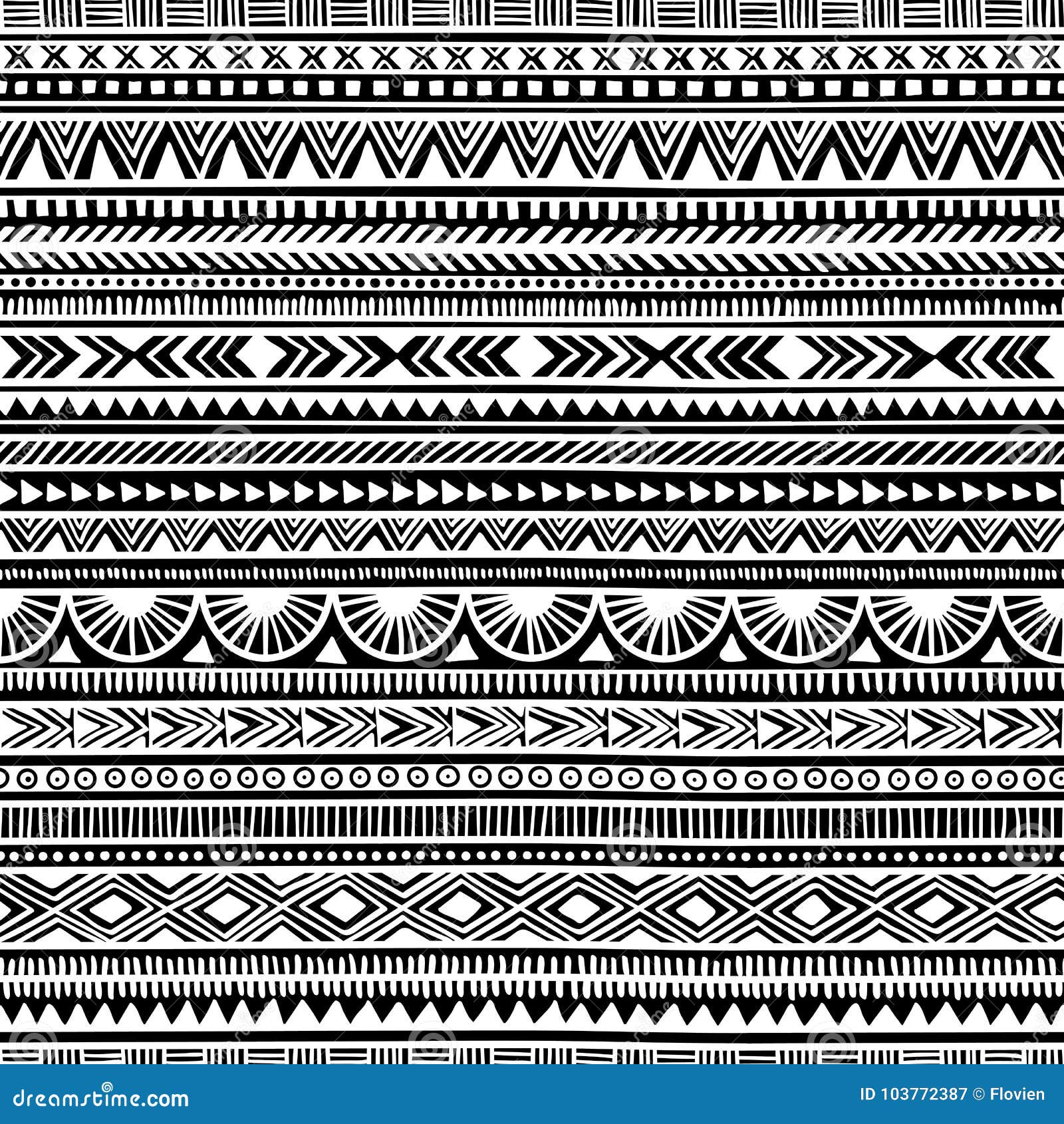 Seamless Ethnic Pattern. Handmade. Horizontal Stripes Stock Vector ...