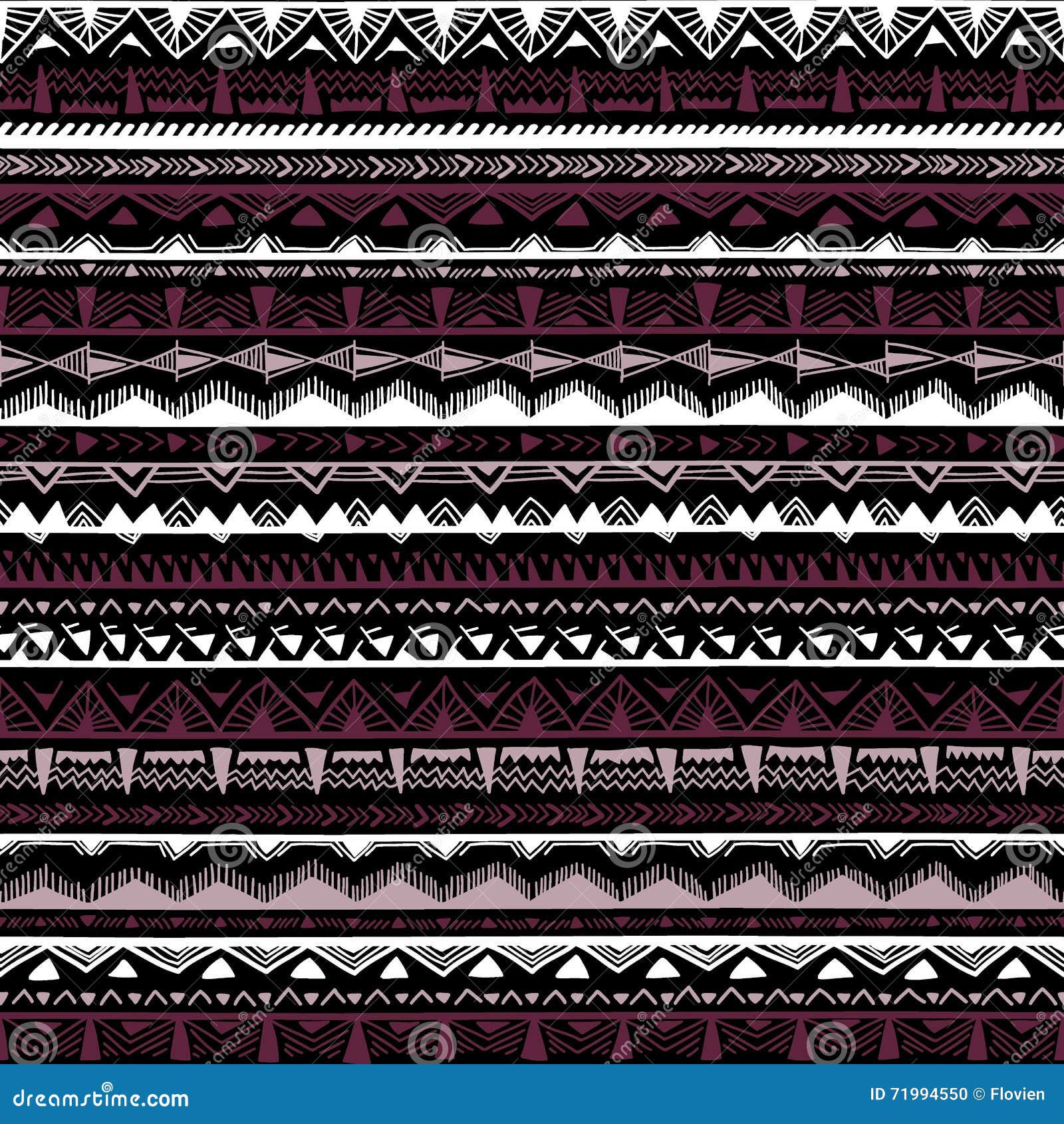Seamless Ethnic Pattern. Horizontal Stripes Stock Vector - Illustration ...