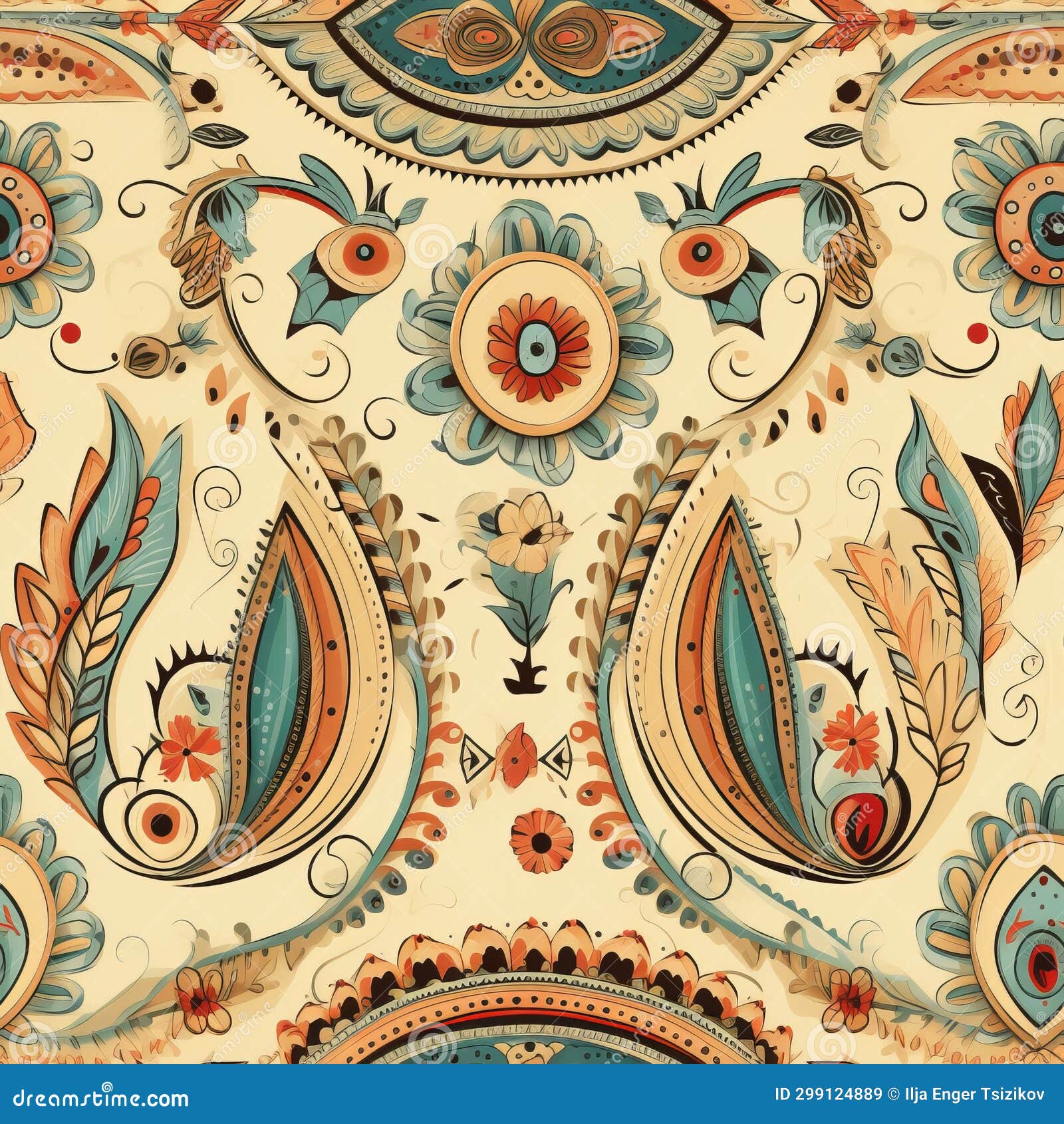 Seamless Ethnic Pattern with Intricate Design Elements Inspired by ...