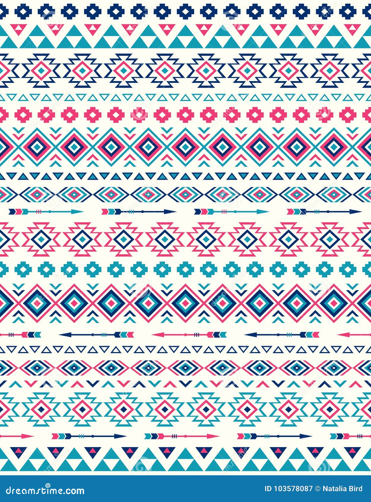 Seamless Ethnic Pattern Textures. Pink and Blue Colors Stock Vector ...