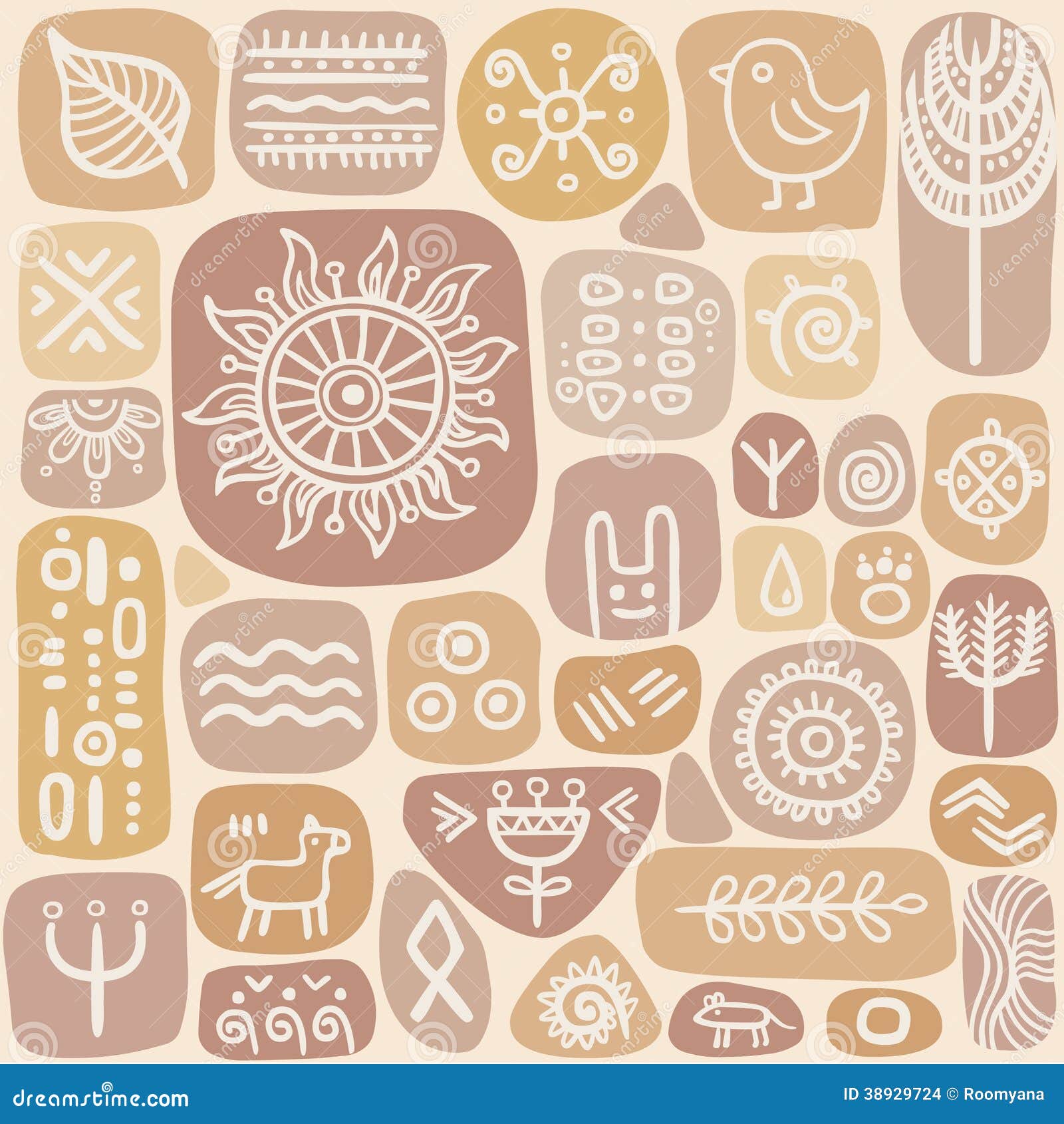 Pattern Etnik Warna Abu Dan Orange Khaki Vector Illustration ...