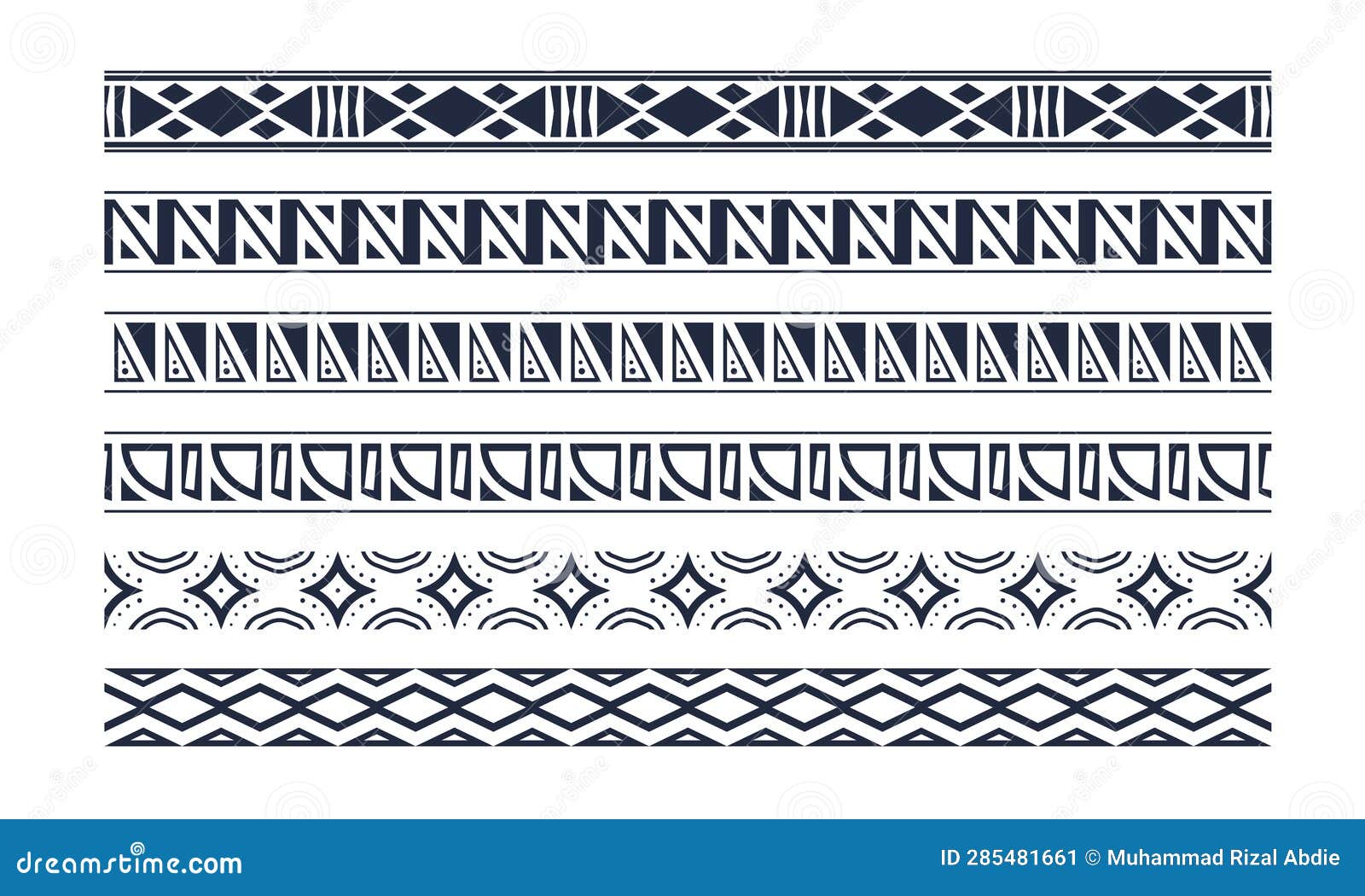 Seamless Ethnic Tribe Border Pattern Decoration Set Stock Vector ...