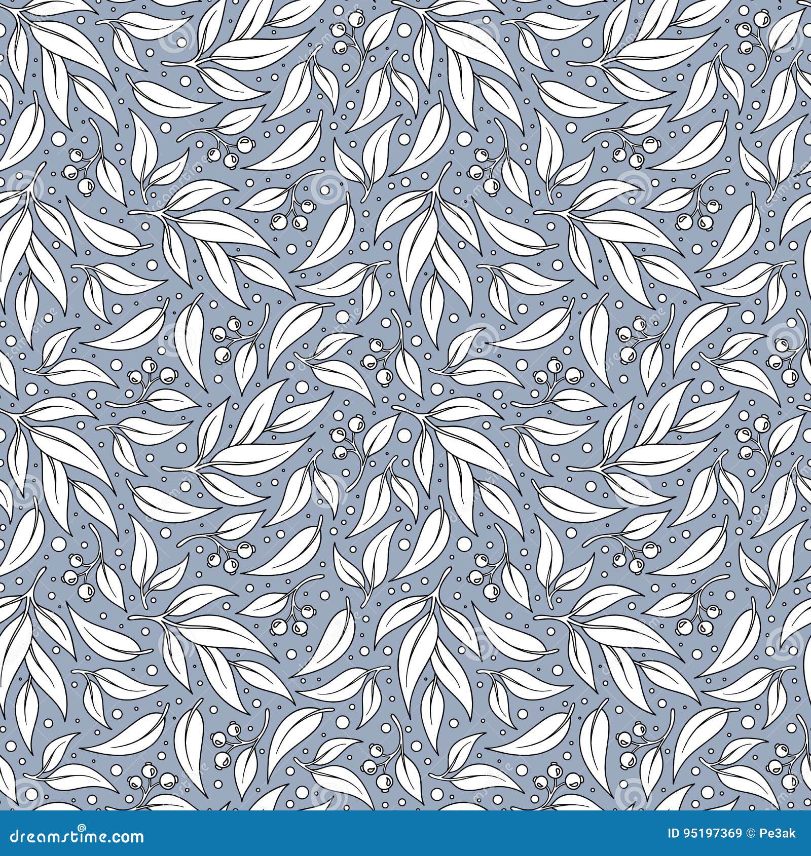 Seamless Eucalyptus Leaf Pattern. Stock Illustration - Illustration of ...