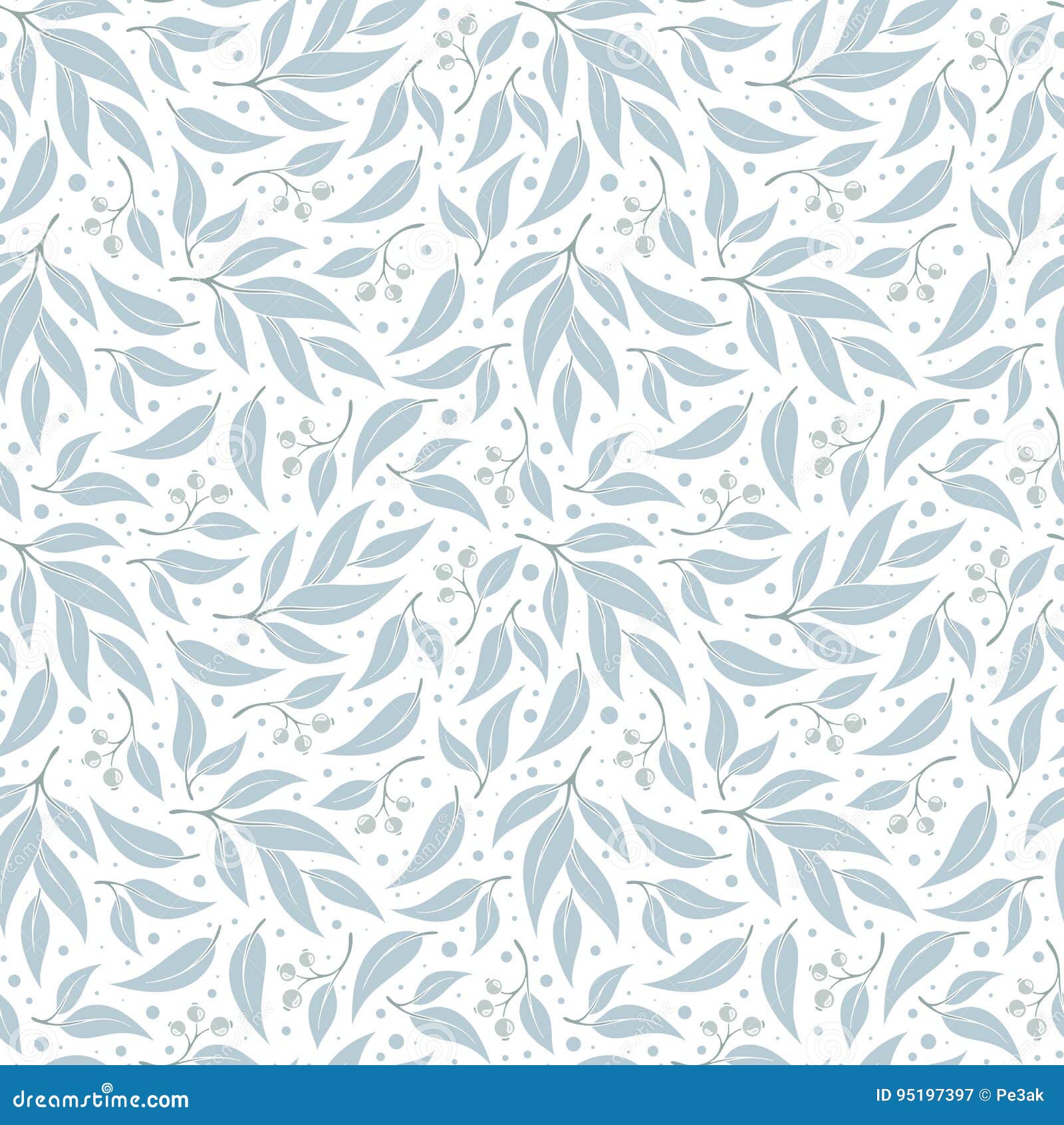 Seamless Eucalyptus Leaf Pattern. Stock Illustration - Illustration of ...