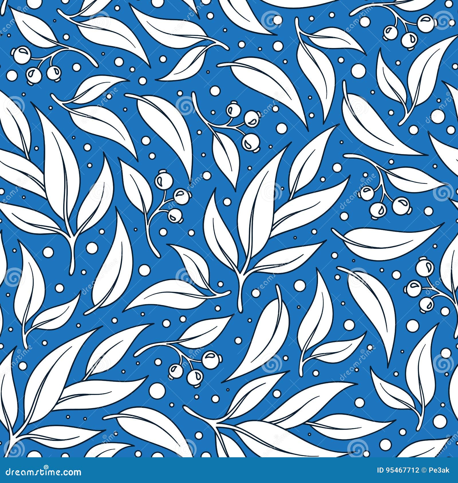 Seamless Eucalyptus Leaf Pattern. Stock Vector - Illustration of ...