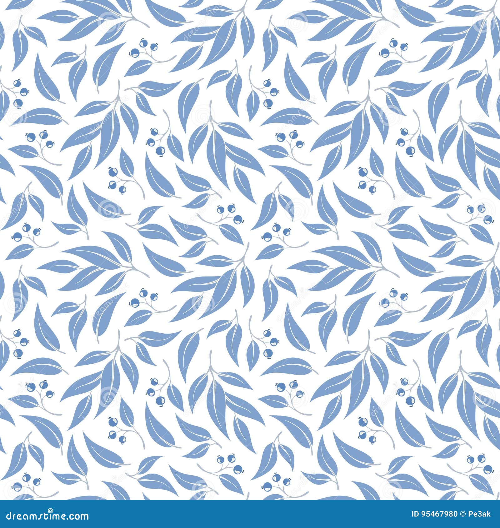 Seamless Eucalyptus Leaf Pattern. Stock Illustration - Illustration of ...