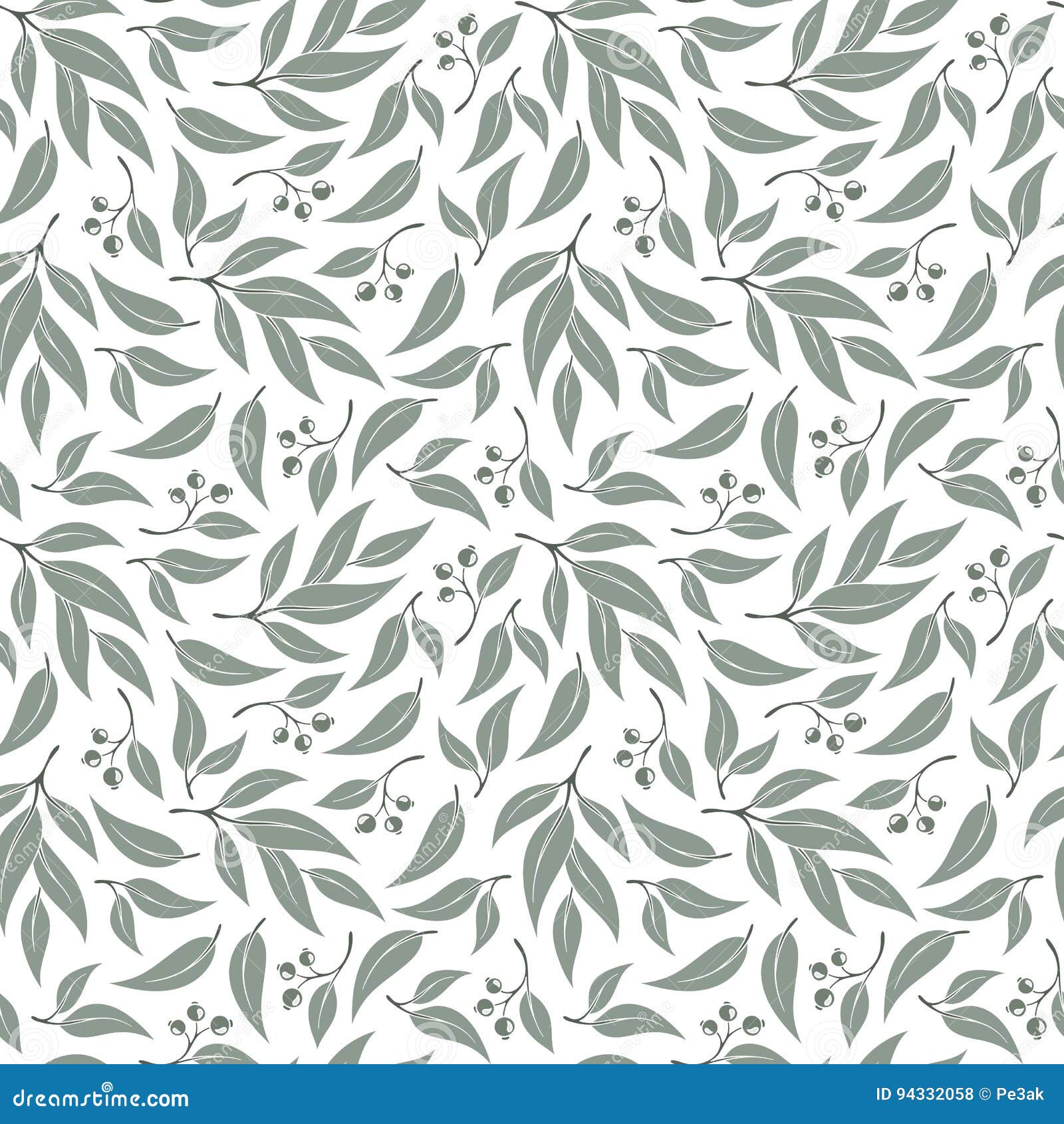 Seamless Eucalyptus Leaf Pattern. Stock Vector - Illustration of green ...