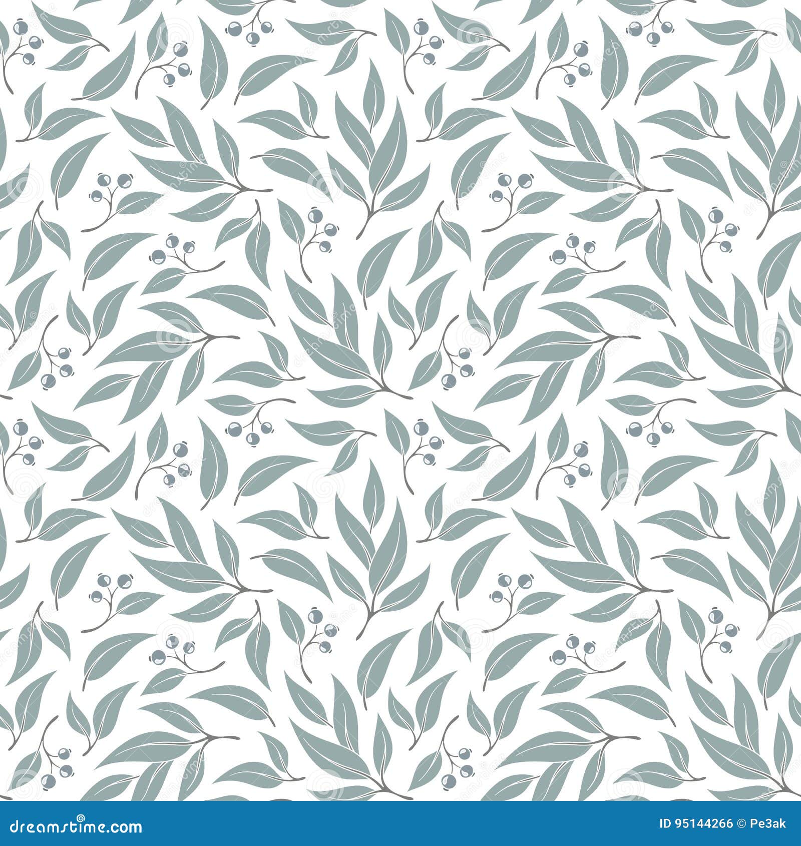 Seamless Eucalyptus Leaf Pattern. Stock Illustration - Illustration of ...