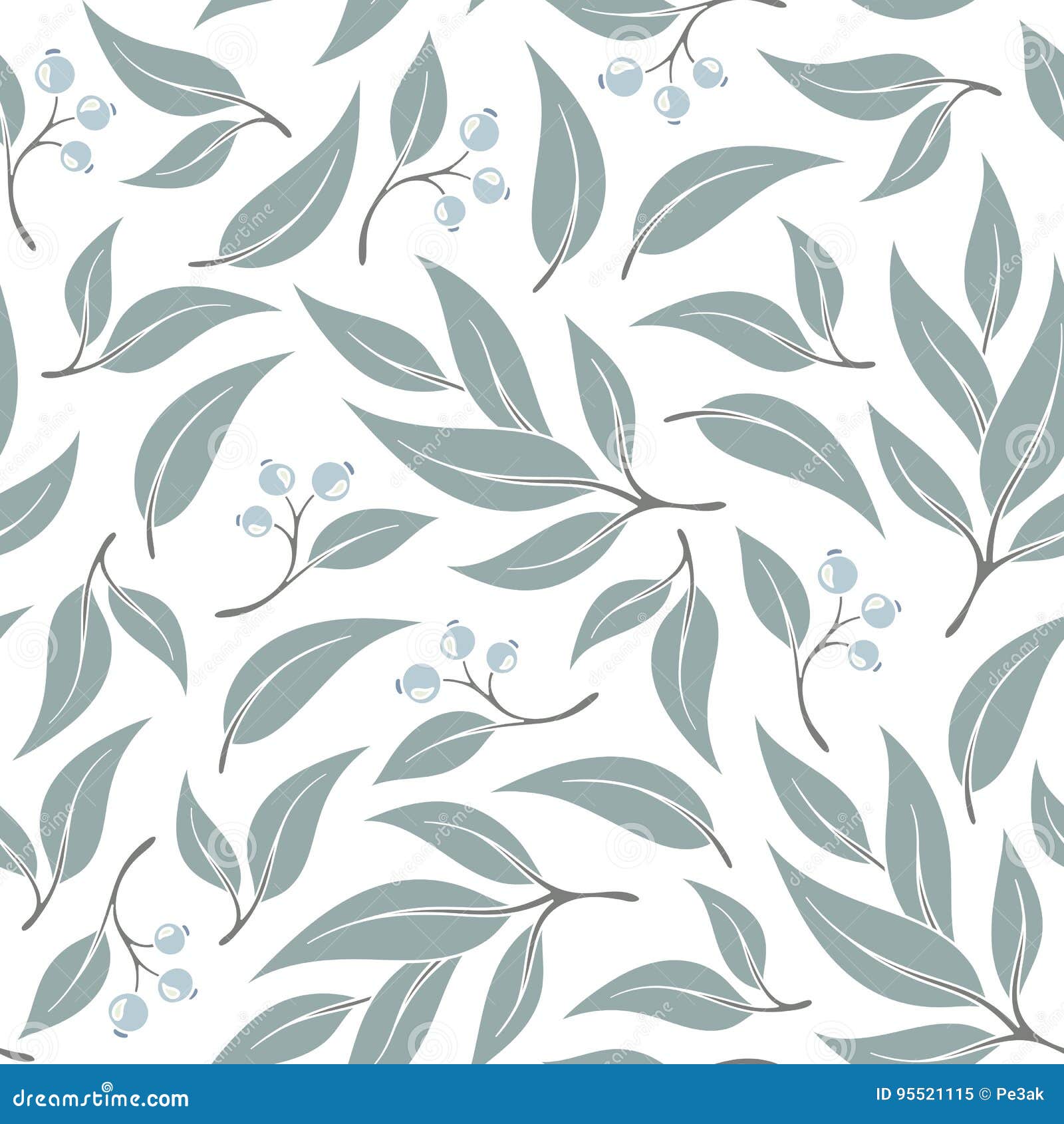 Seamless Eucalyptus Leaf Pattern. Stock Vector - Illustration of ...